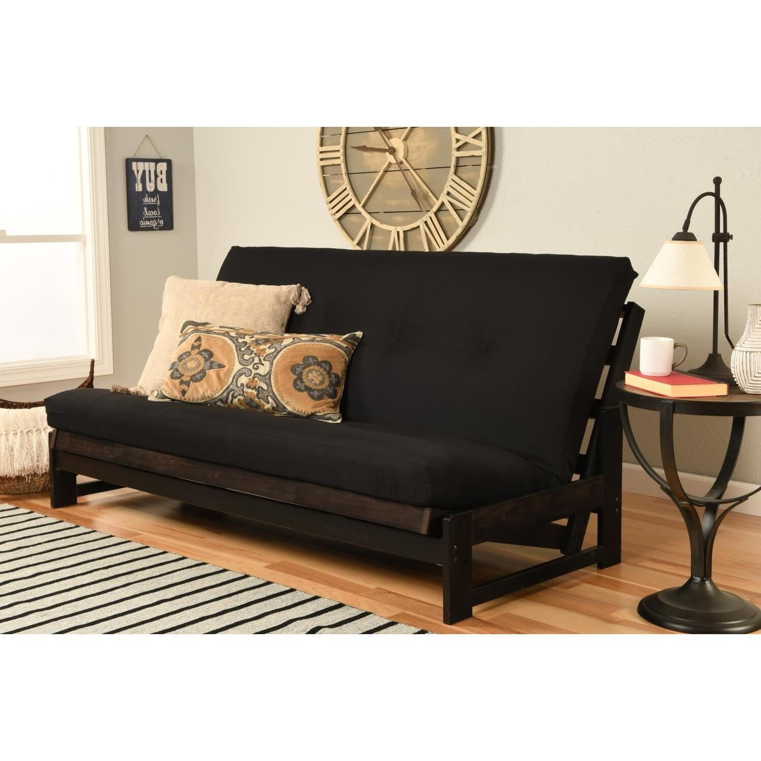 HomeStock Nordic Haven Full Size Futon Frame Set in Reclaimed Mocha ...