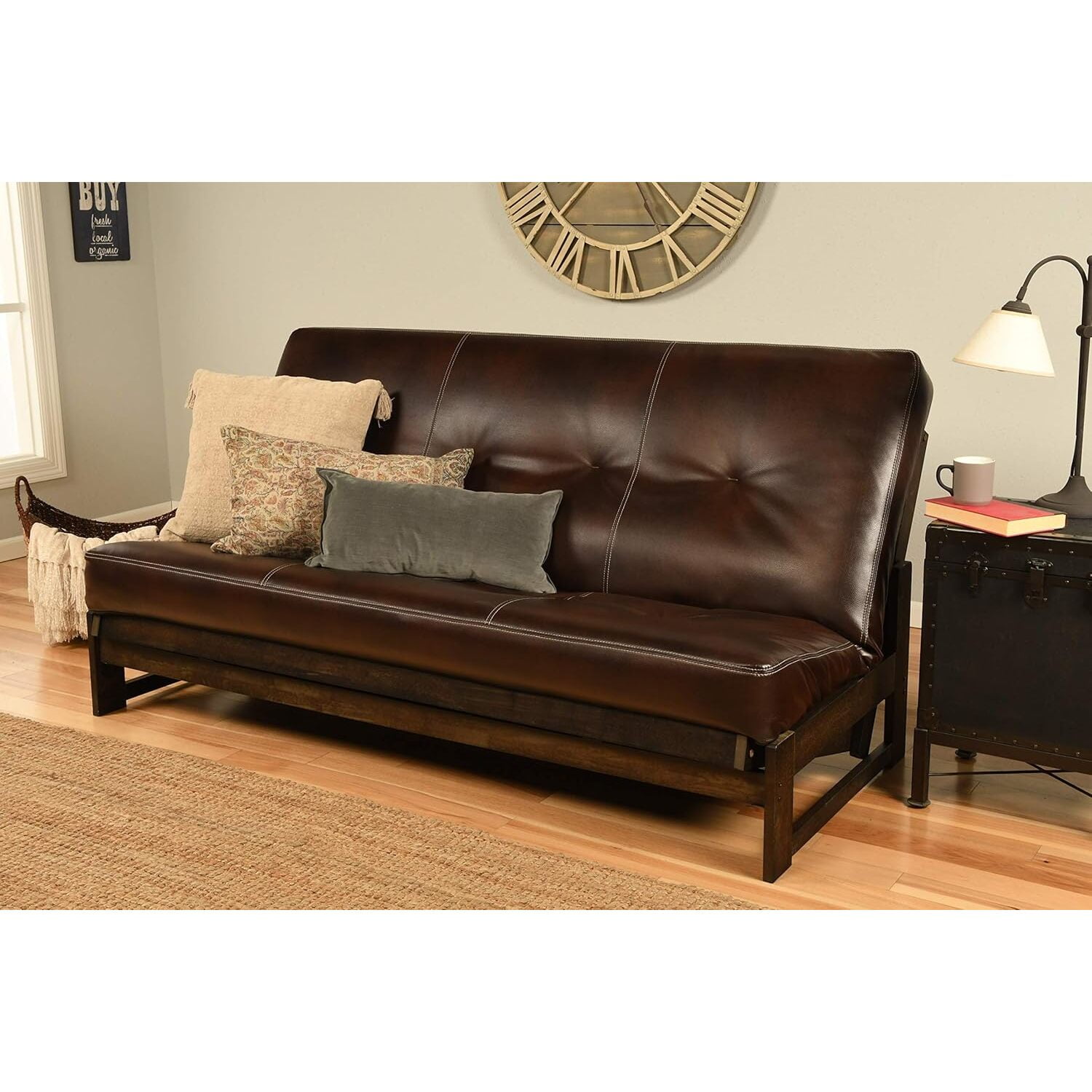 HomeStock Nordic Haven Full Size Futon Frame Set in Reclaimed Mocha ...