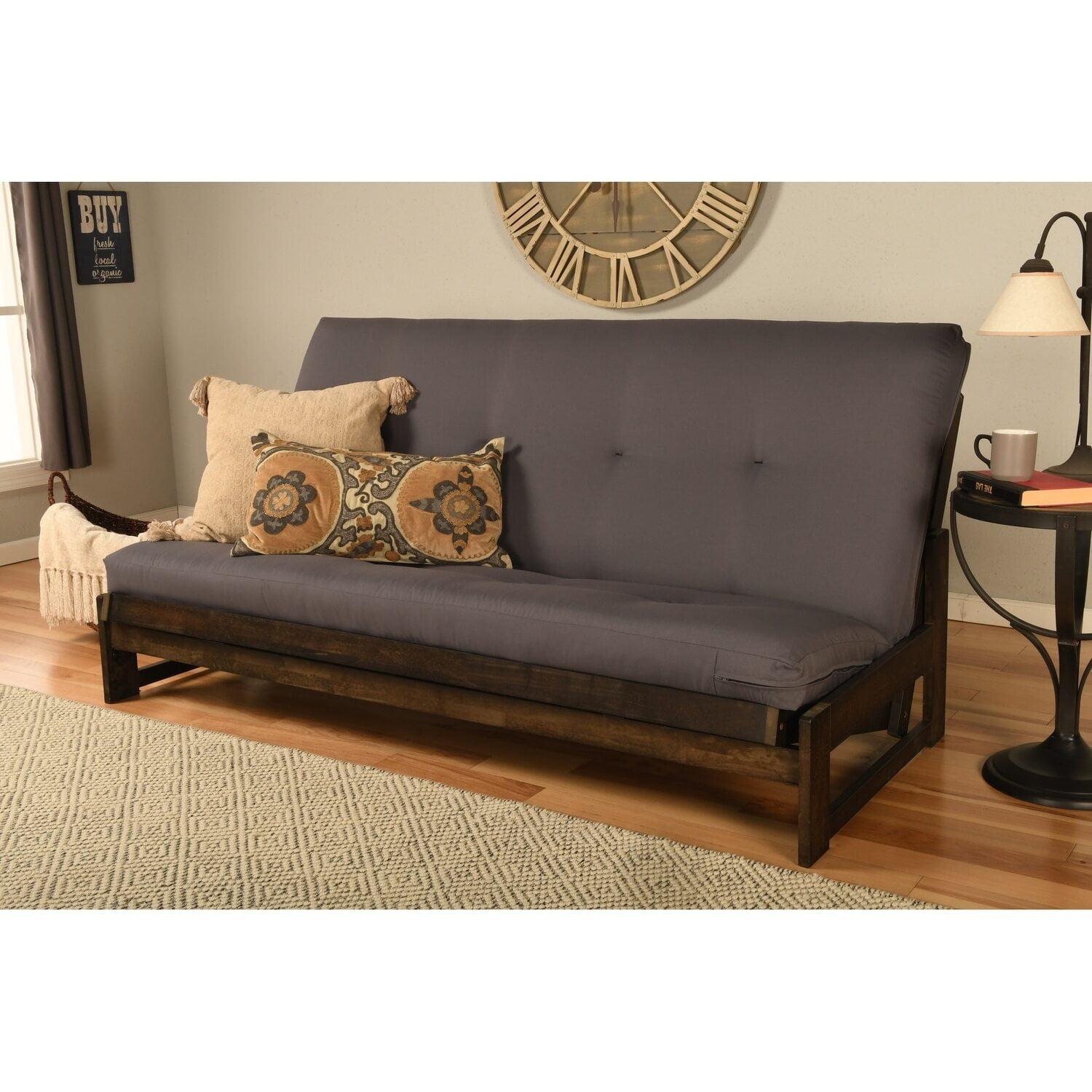 HomeStock Lakefront Luxury Full Size Futon Frame Set in Reclaimed Mocha ...