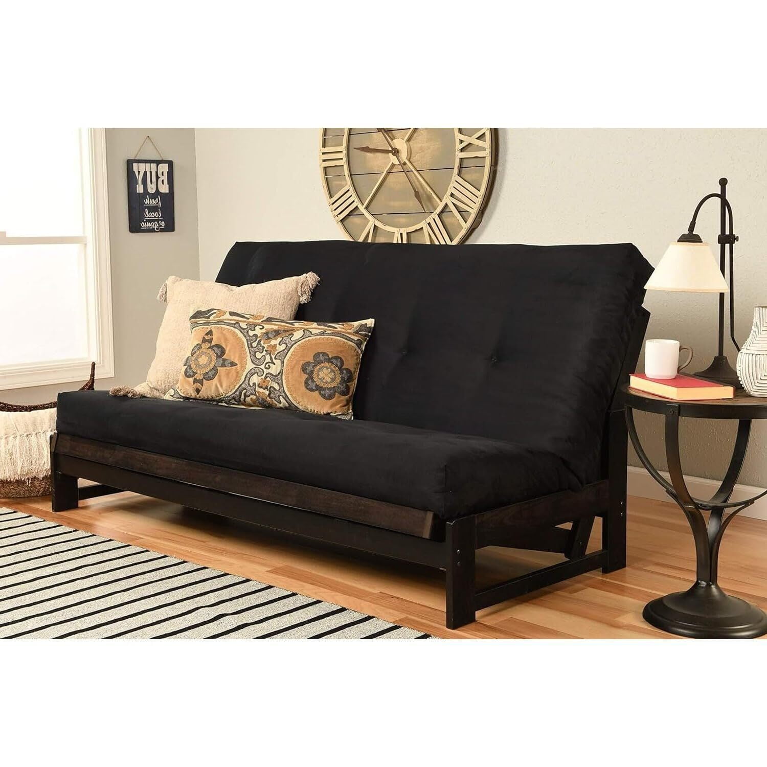 HomeStock Nordic Haven Full Size Futon Frame Set in Reclaimed Mocha ...