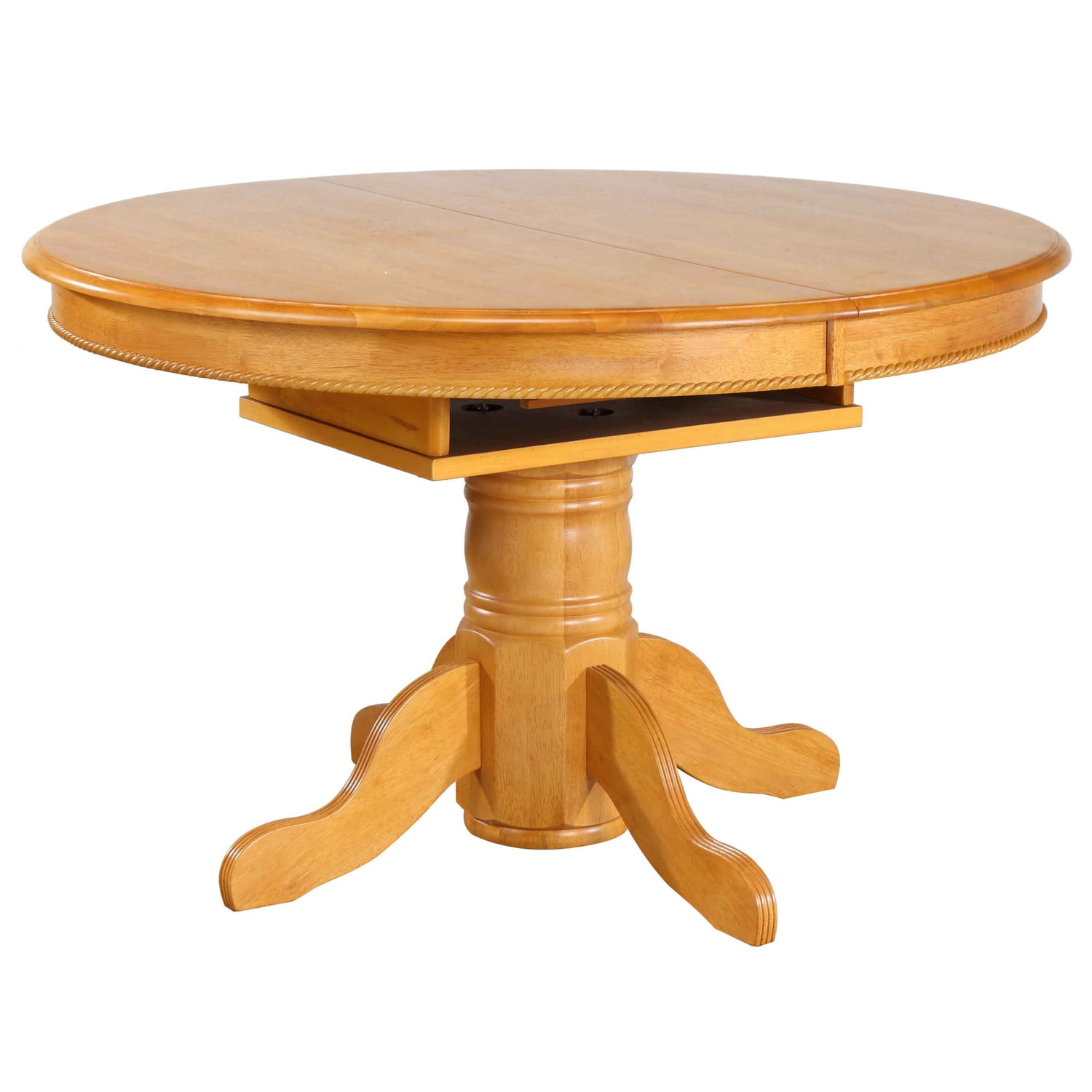 HomeStock Oak 48" Round To 66" Oval Extendable Butterfly Leaf Pedestal ...