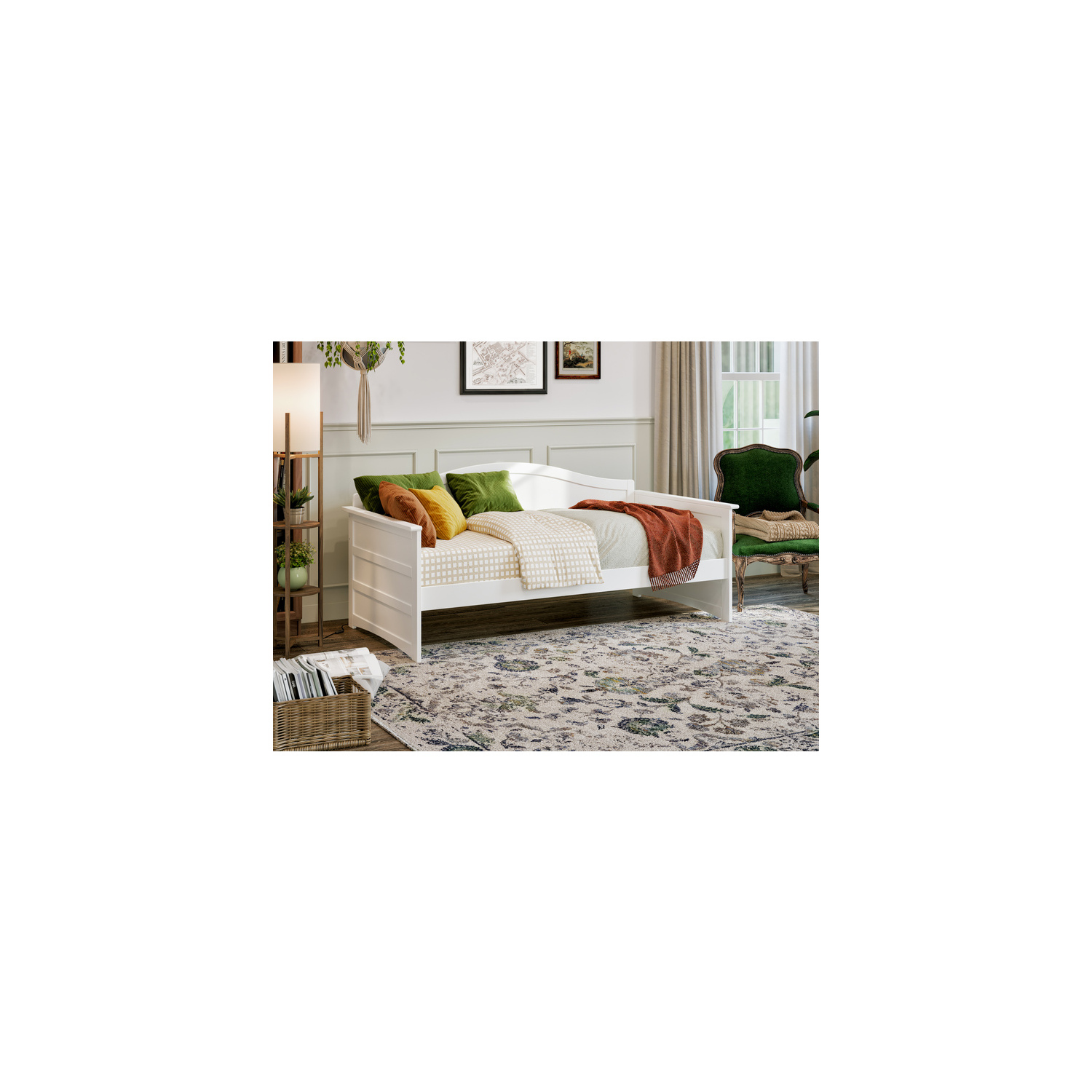HomeStock Oasis Twin Wood Daybed in White, Modern Design with Sleek ...