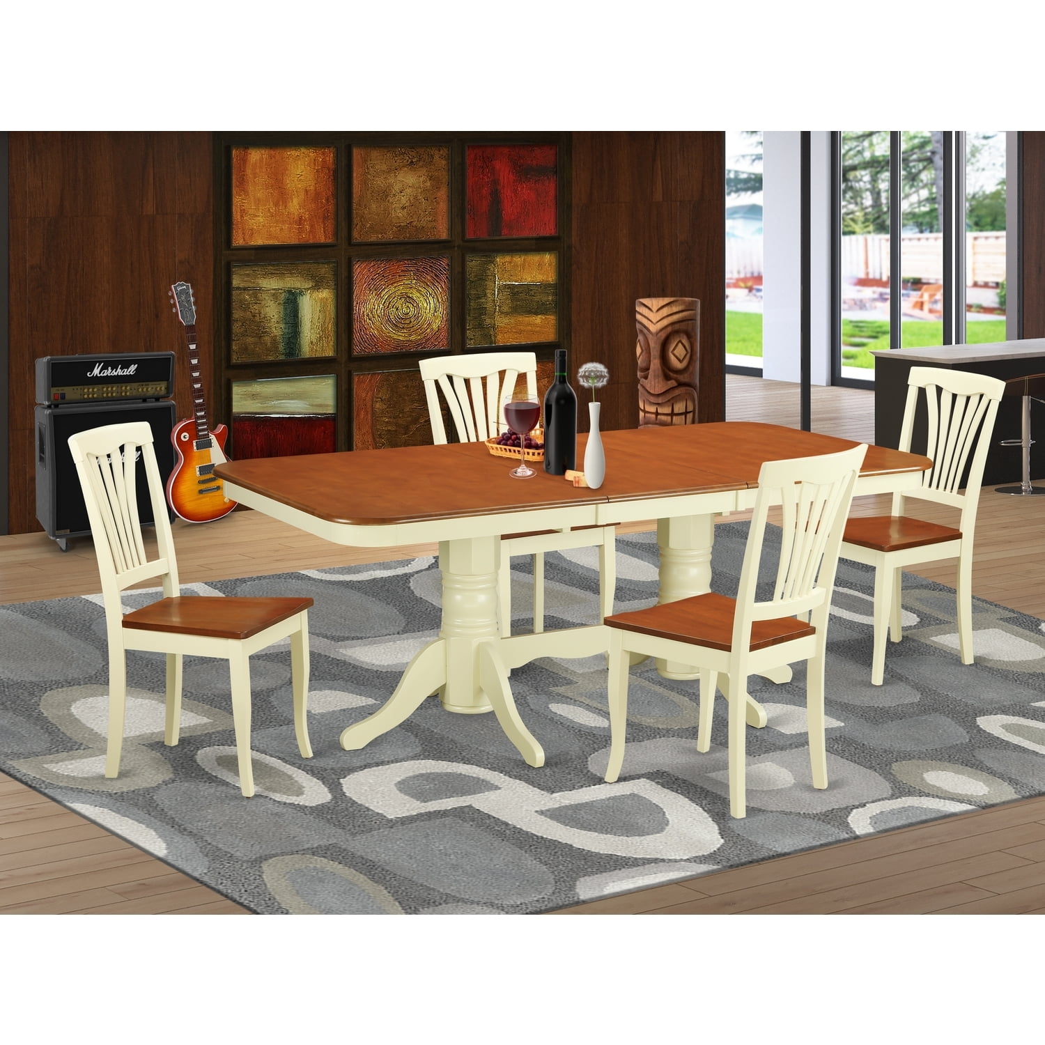 HomeStock Old World Charm Dining Table Set - Walmart.com