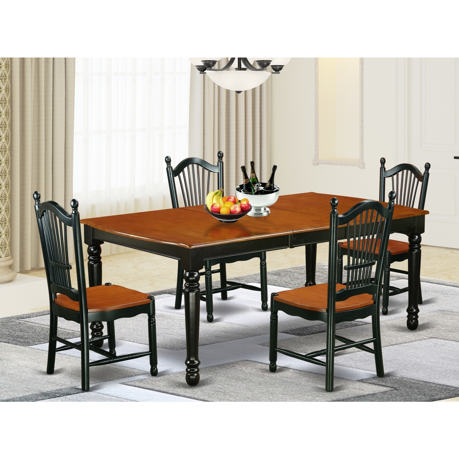 Kitchen Table Set 5 Piece Dining Set with Chairs - Black Cherry Finish - Dover Table - Walmart.com