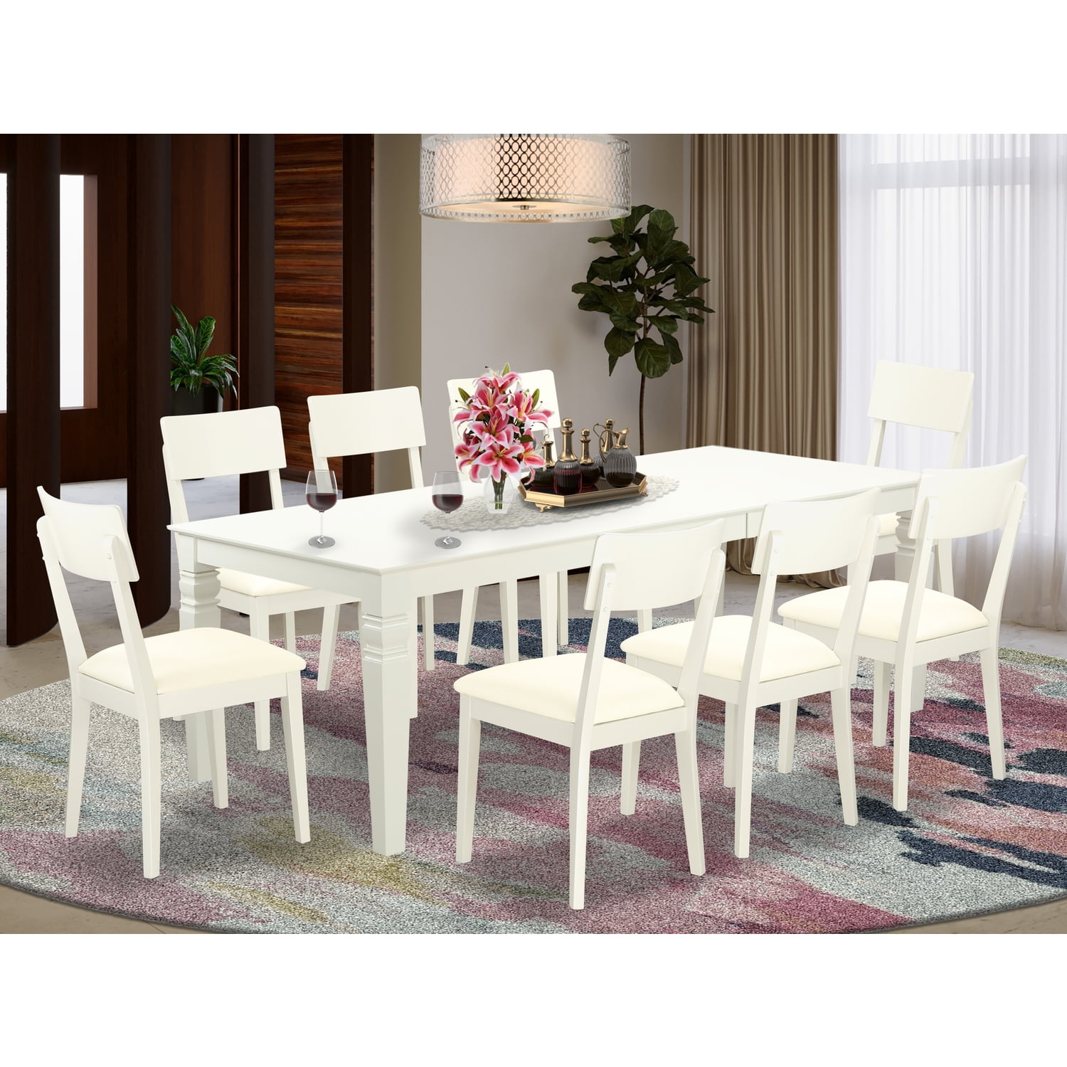 Dining Room Set 9 Piece Table & Chairs - Old World Linen White Kitchen ...