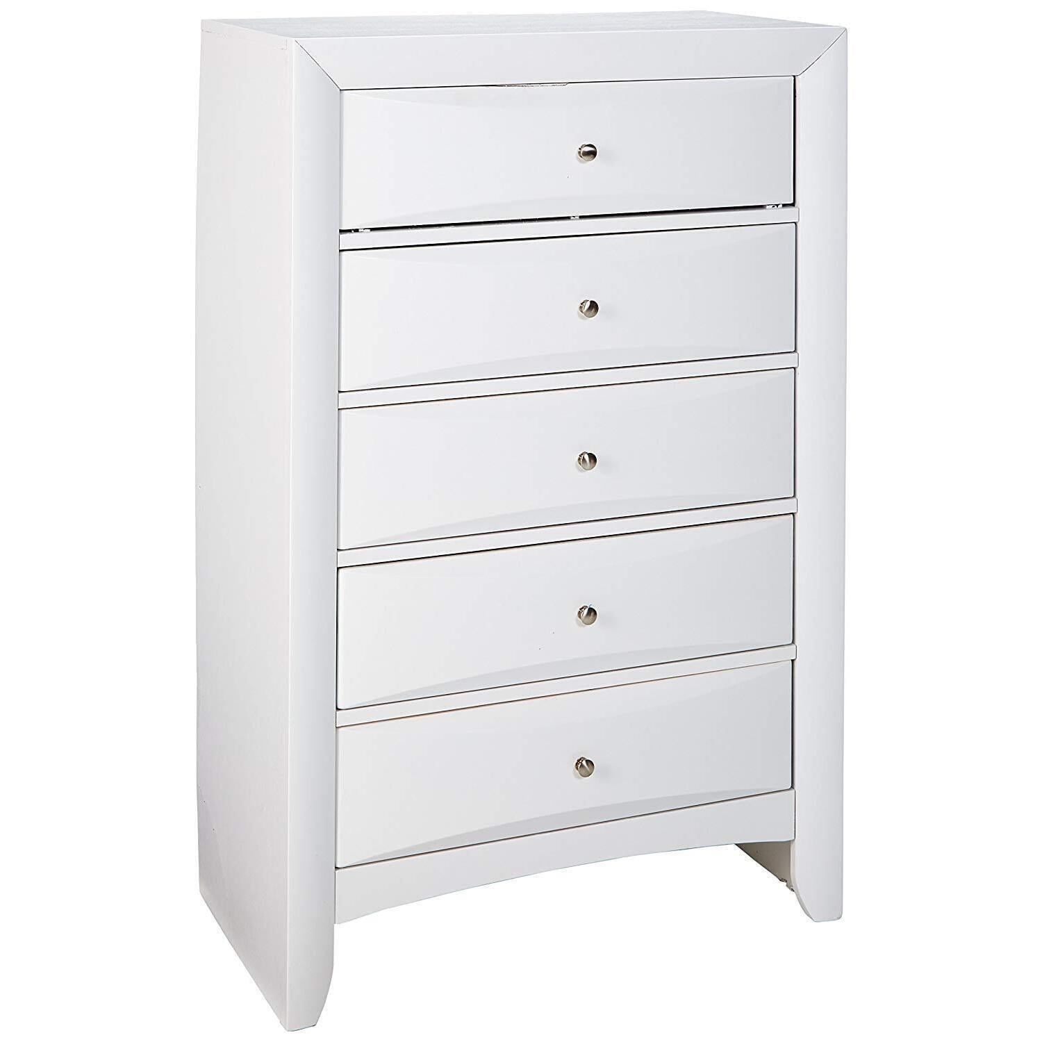 White Storage Chest - 5 Drawer Dresser - Elegant Opulence Design ...