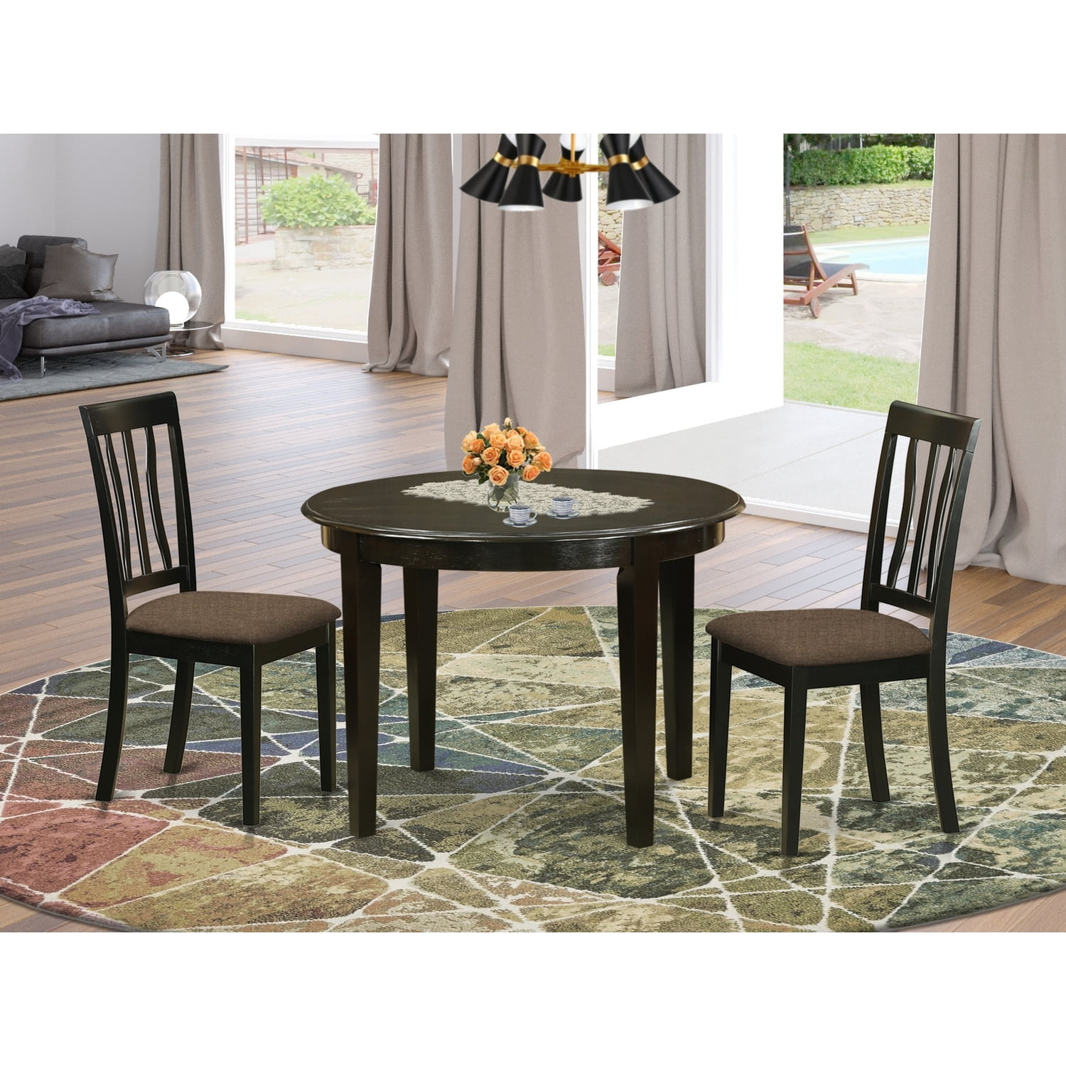 Round Dining Table Set - Small Kitchen Table with 4 Chairs - Asian ...