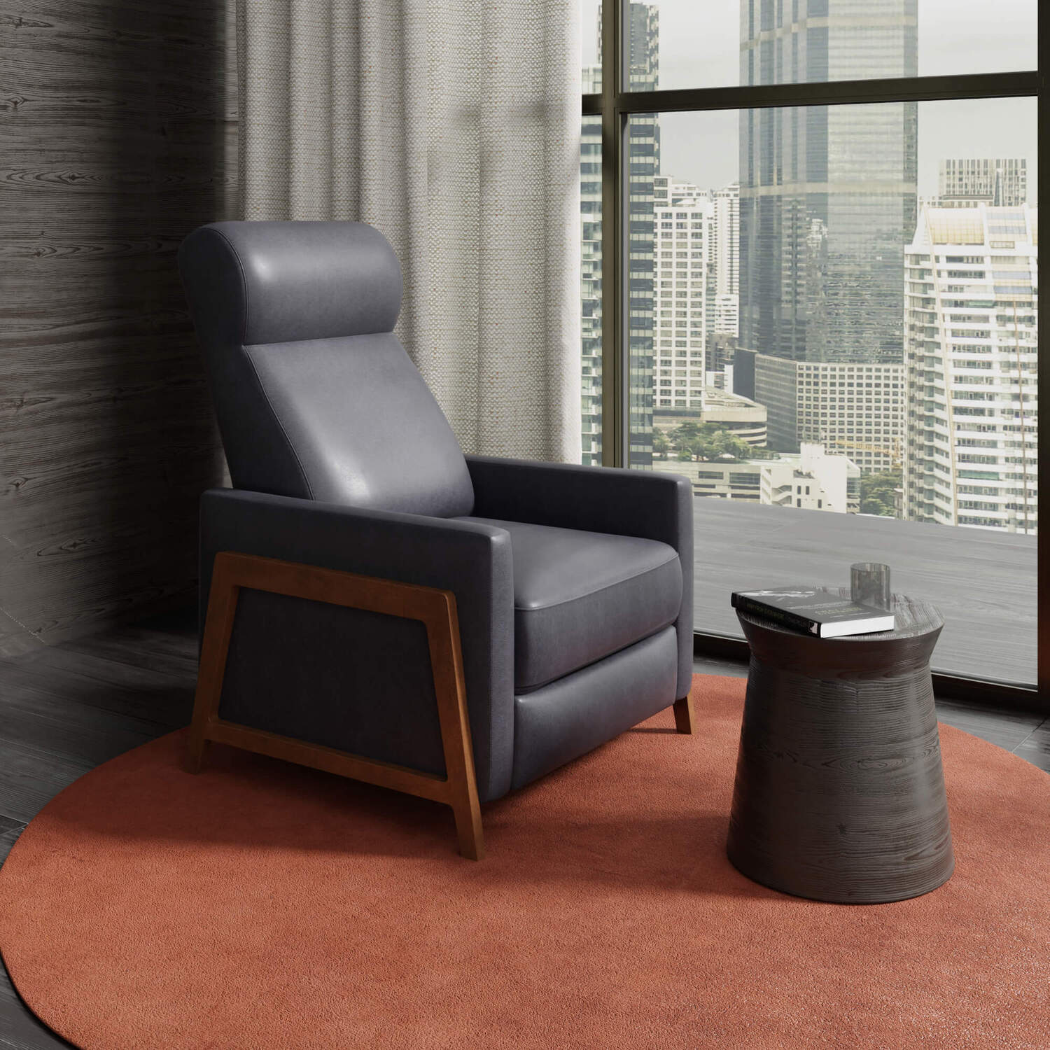 HomeStock Pushback Leather Recliner , Manual Reclining Chair , Thin ...