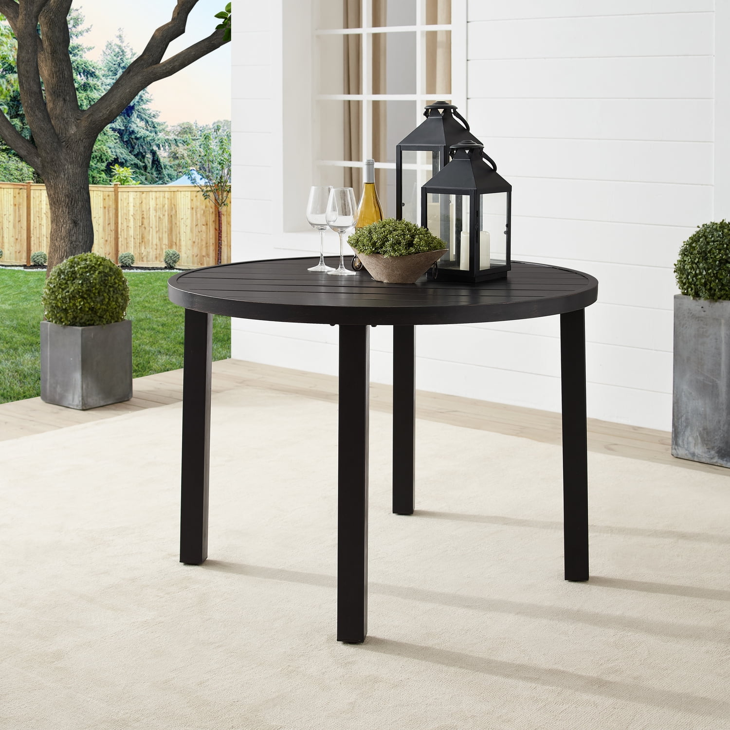 HomeStock Renaissance Refinement 42" Round Outdoor Metal Dining Table Oil Rubbed Bronze ...