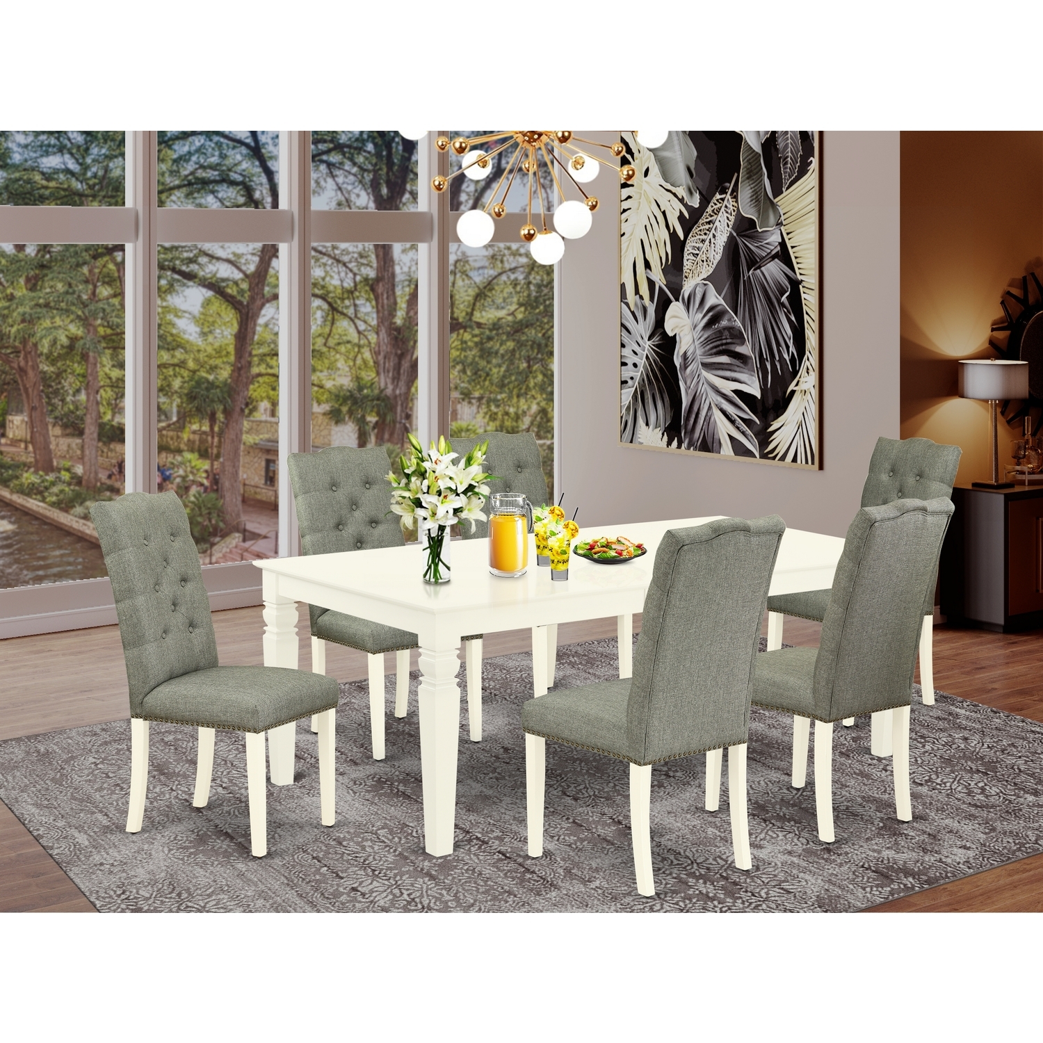HomeStock Renaissance Revival Furniture Lgel7-Lwh-07 7-Piece Dining ...