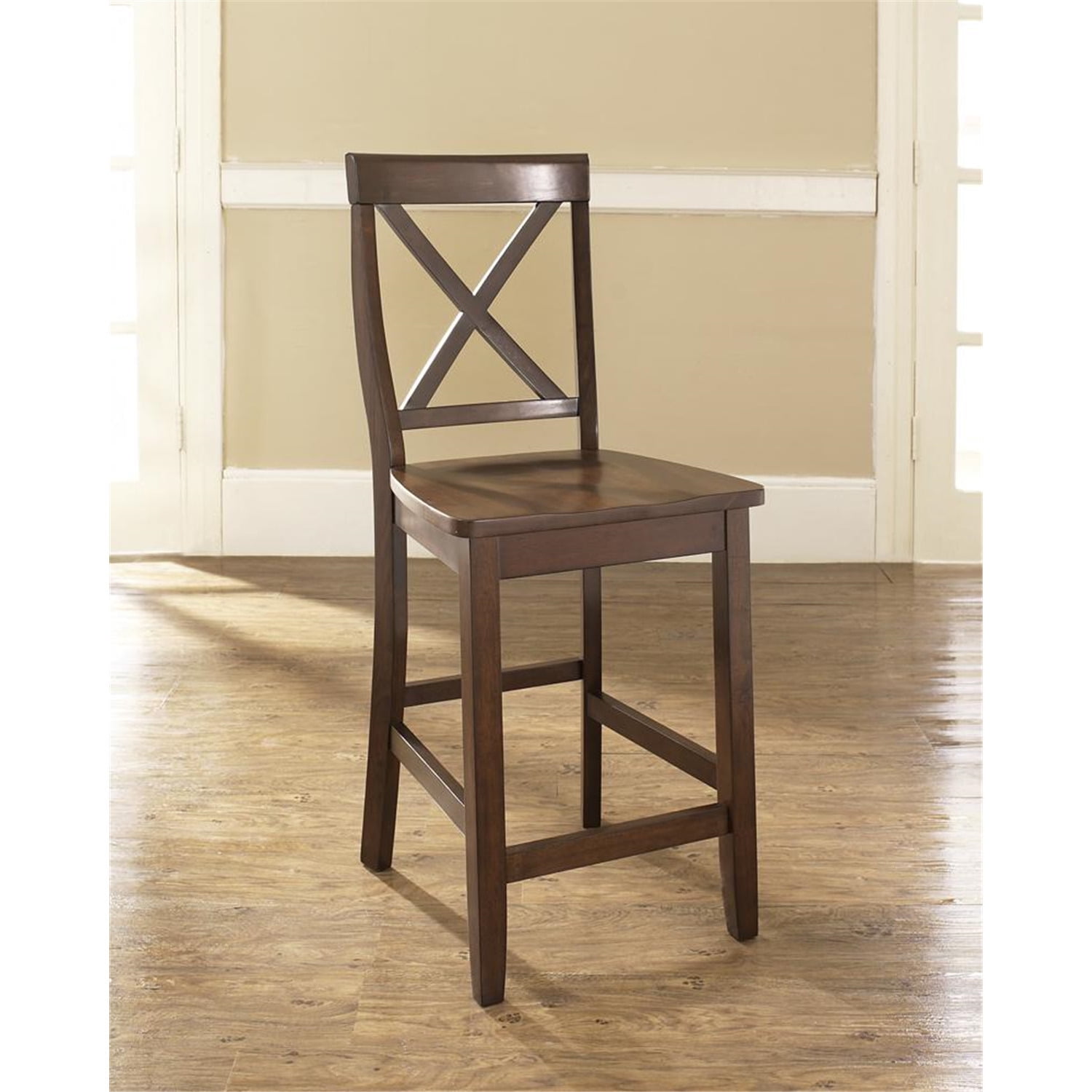 HomeStock Renaissance Revival X-Back Bar Stool In Vintage Mahogany ...