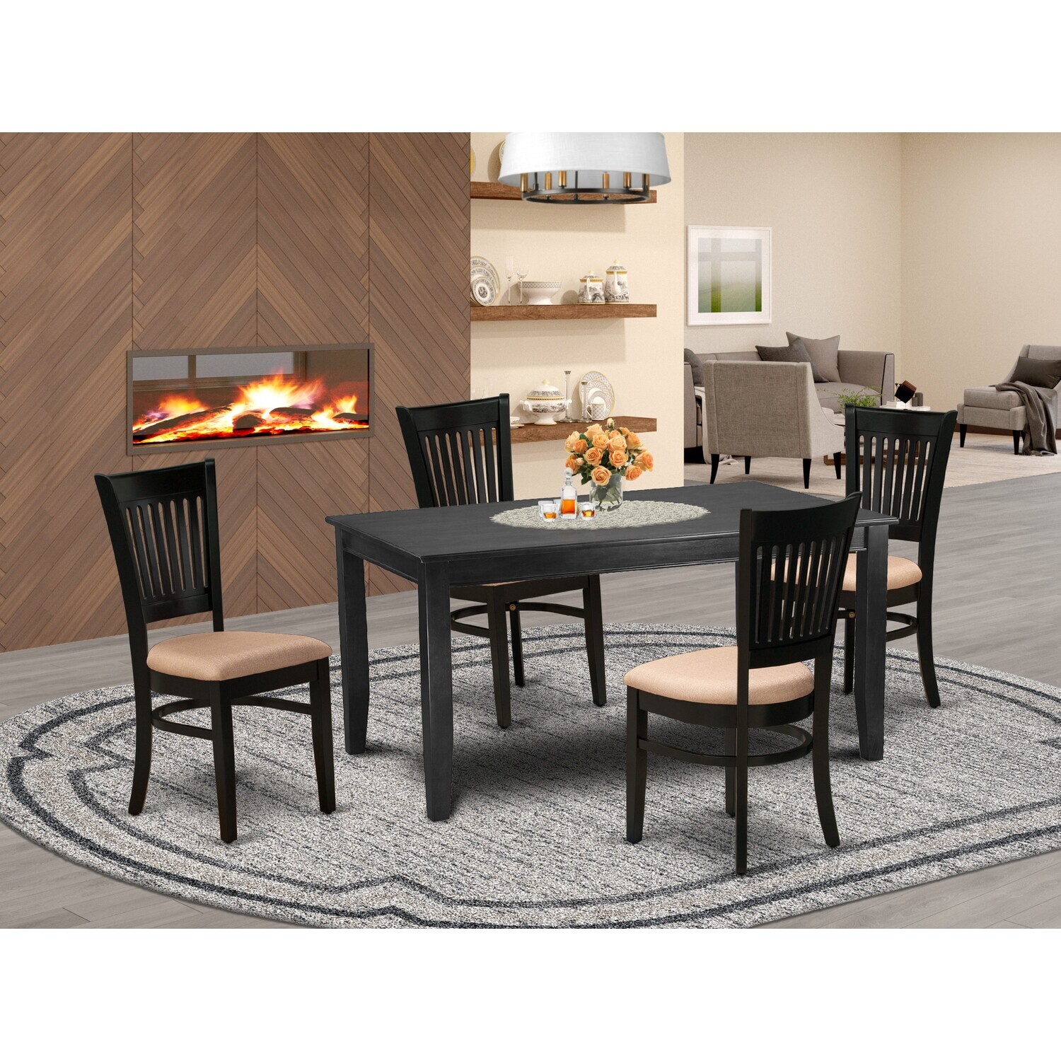 HomeStock Renaissance Rhapsody 5-Pc Kitchen Dining Table Set-4 Kitchen Dining Chairs With ...