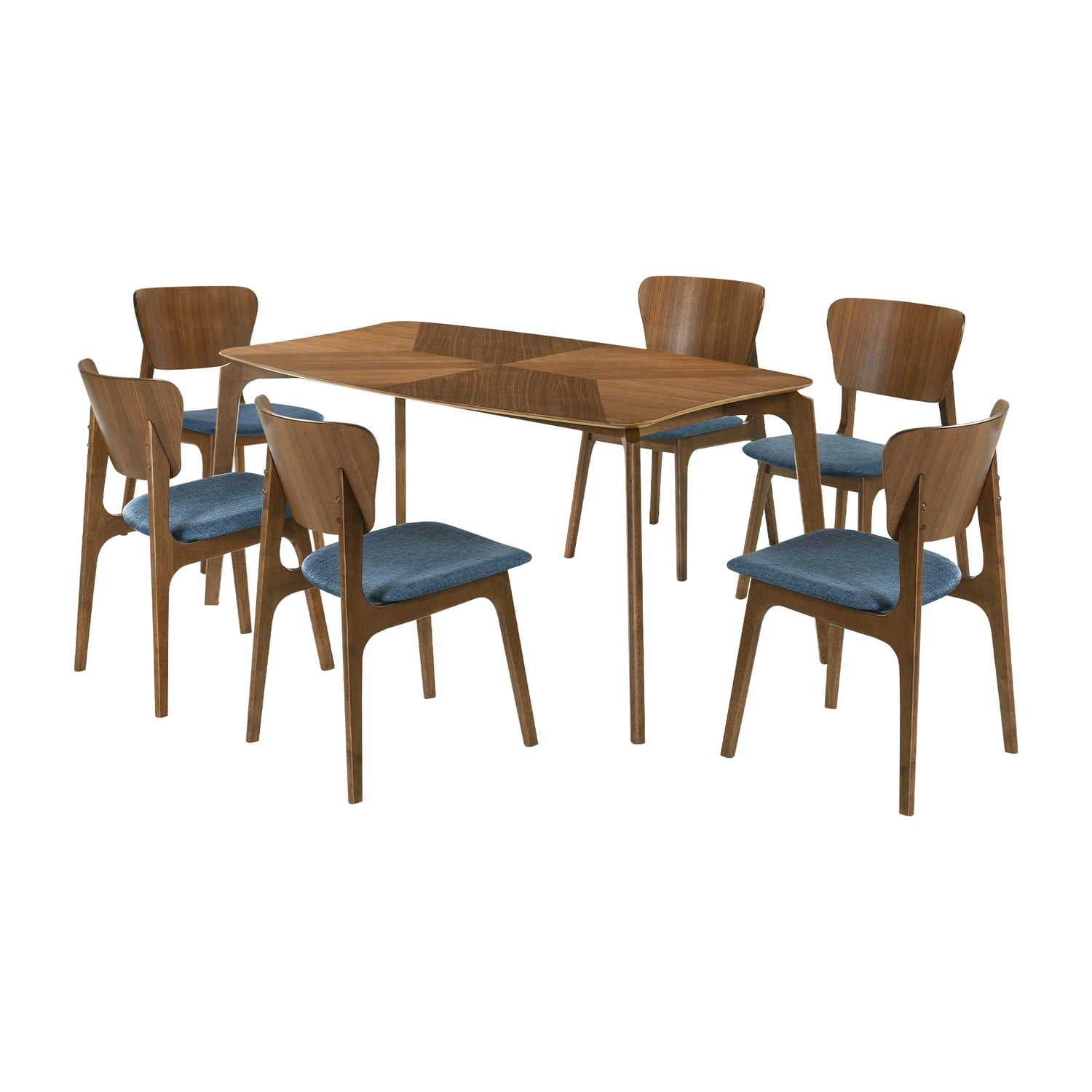 HomeStock Renaissance Rhapsody 7 Piece Wood Dining Set in Walnut Finish ...
