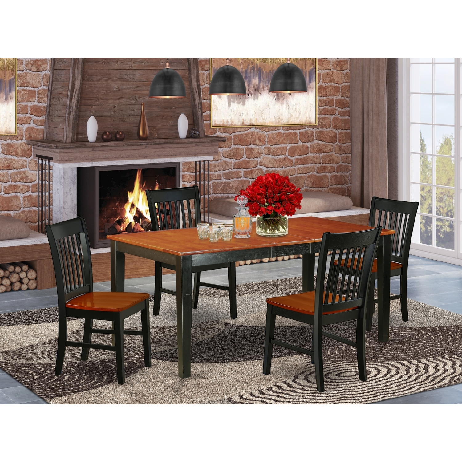 HomeStock Renaissance Romance 5Pc Rectangle 54/66 Inch Table With 12 In ...