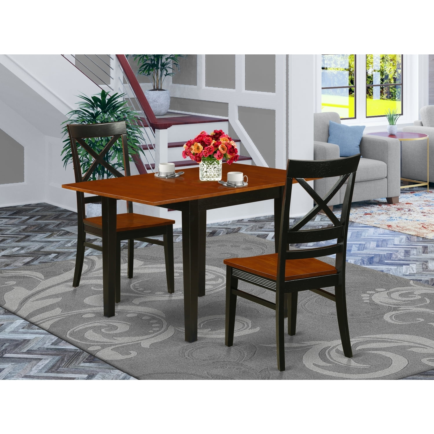 HomeStock Retro Relaxation 3Pc Dining Set Consists Of A Rectangle Table And 2 Modern Dining ...
