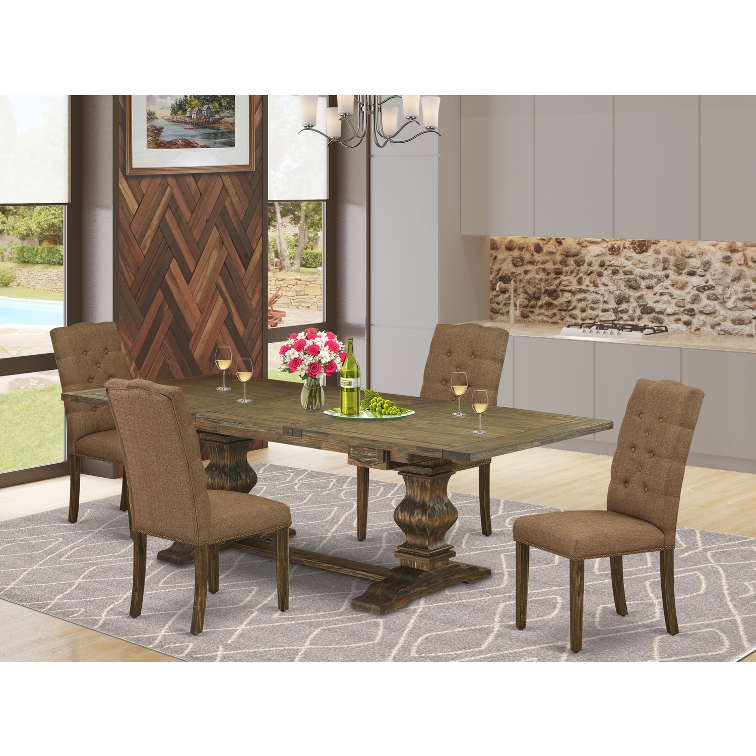 HomeStock Retro Relaxation 5- Pc Dining Table Set With Chair S Legs And ...
