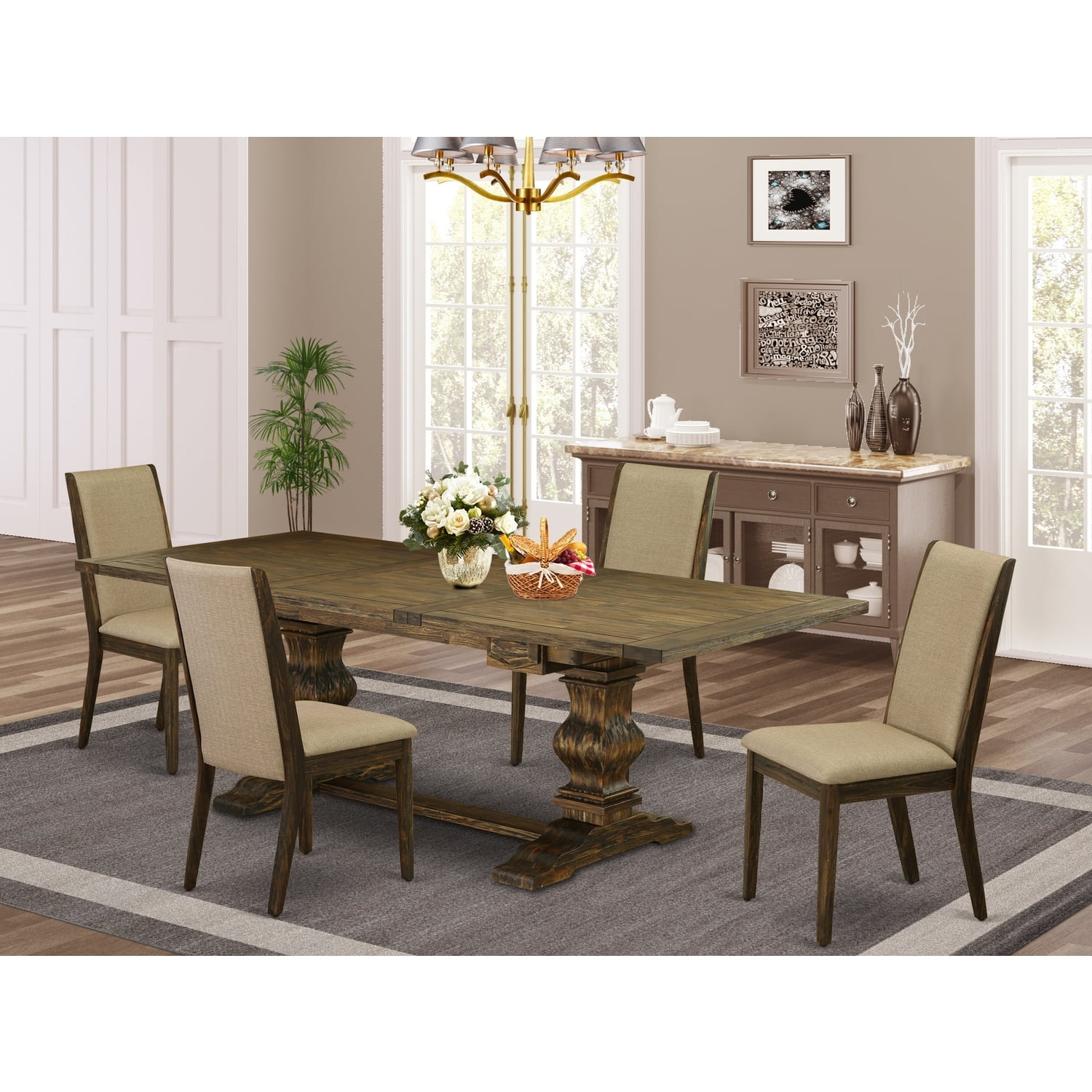 HomeStock Retro Relaxation 5-Piece Dining Table Set With ChairS Legs ...