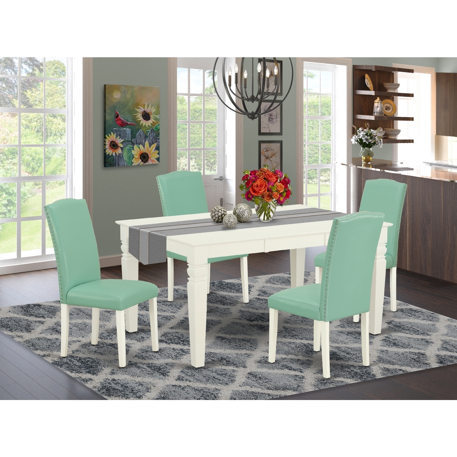 HomeStock Retro Relaxation 5Pc Rectangle 42/60 Inch Kitchen Table With ...