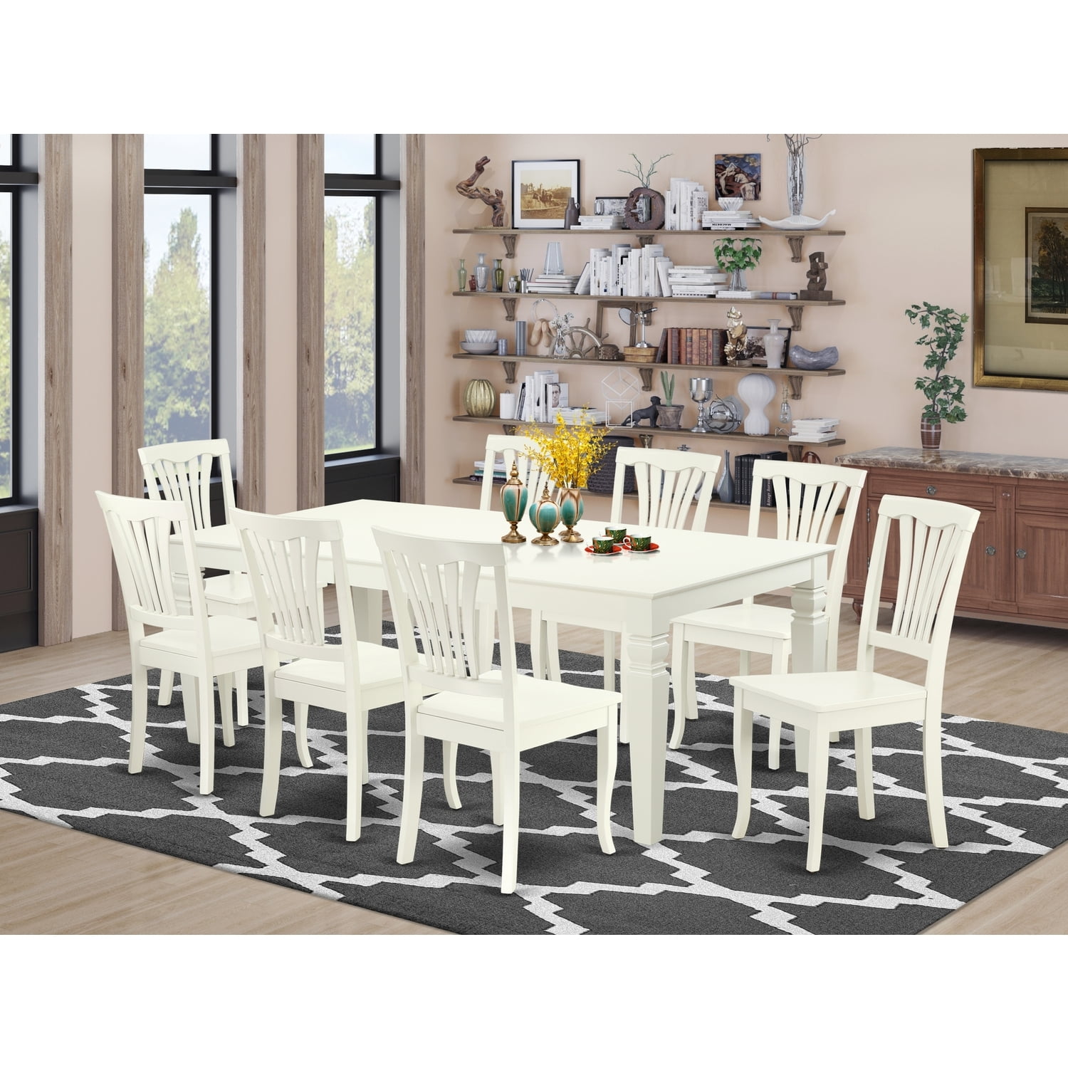 HomeStock Retro Relaxation 9Pc Rectangular 66/84 Inch Table With 18 In ...