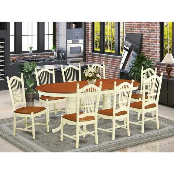 HomeStock Retro Relaxation Dining Room Set-Dining Table With Wood ...