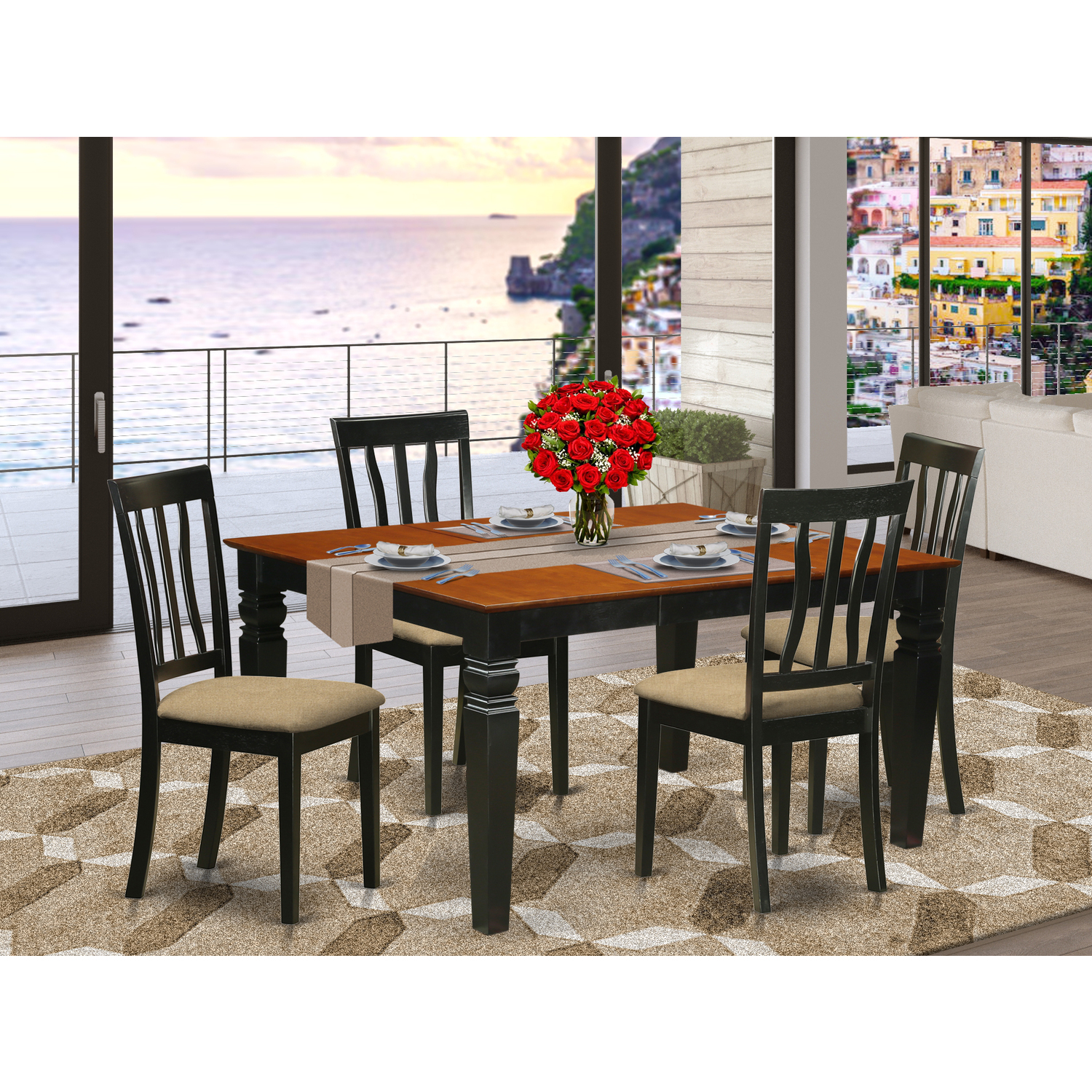 Retro Dinette Table Set - Kitchen Table and Chairs - 7 Piece Dining Set ...