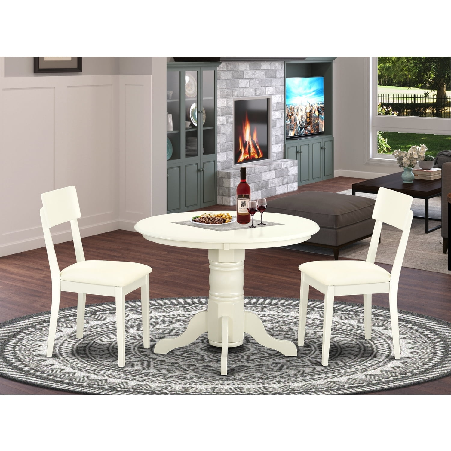 HomeStock Retro Revival 3 Piece Shelton Set With One Round Dinette ...