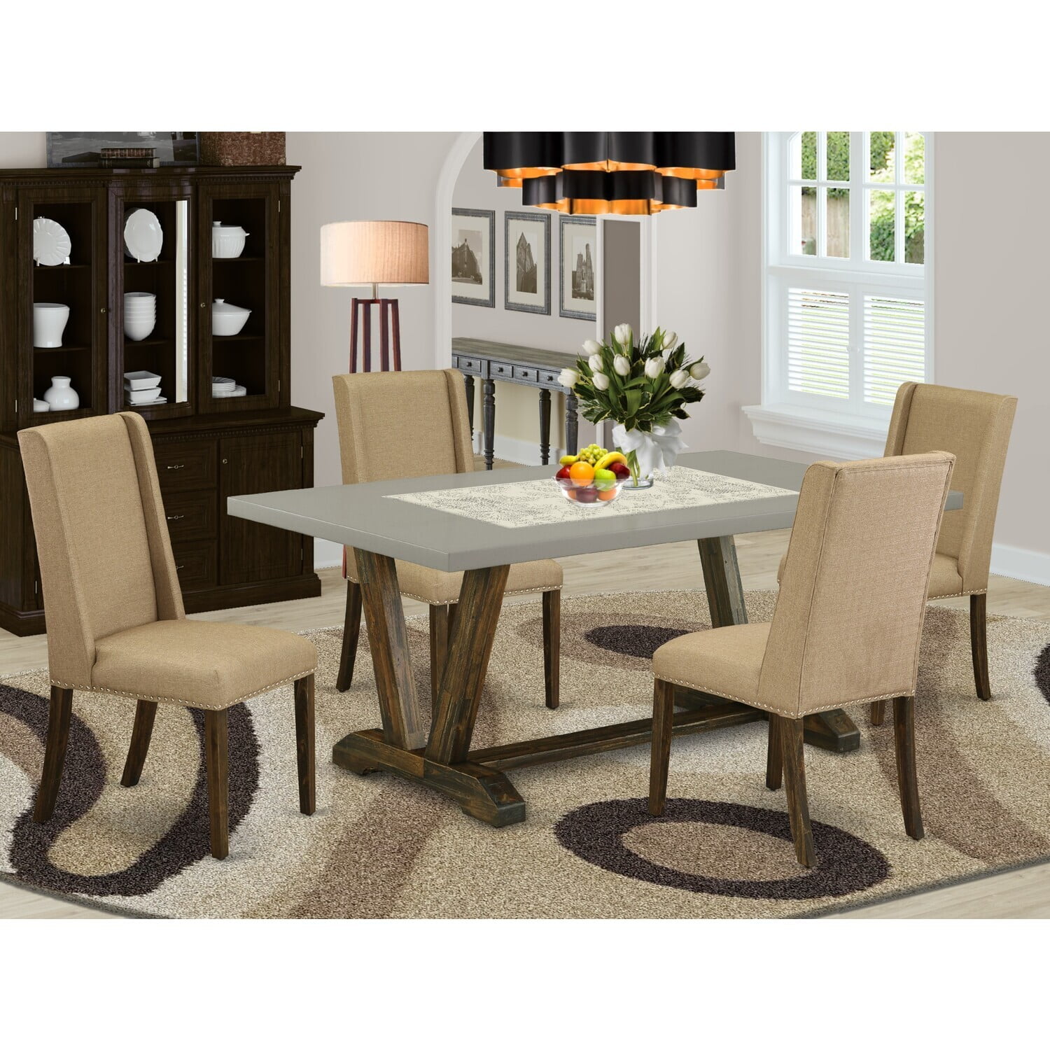 HomeStock Retro Revival 5-Pc Dinette Set Included 4 Modern Dining Chairs Upholstered Seat And ...