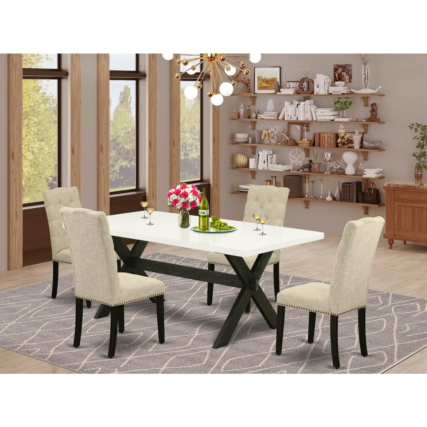 HomeStock Retro Revival 5-Pc Kitchen Dinette Set Included 4 Parson ...