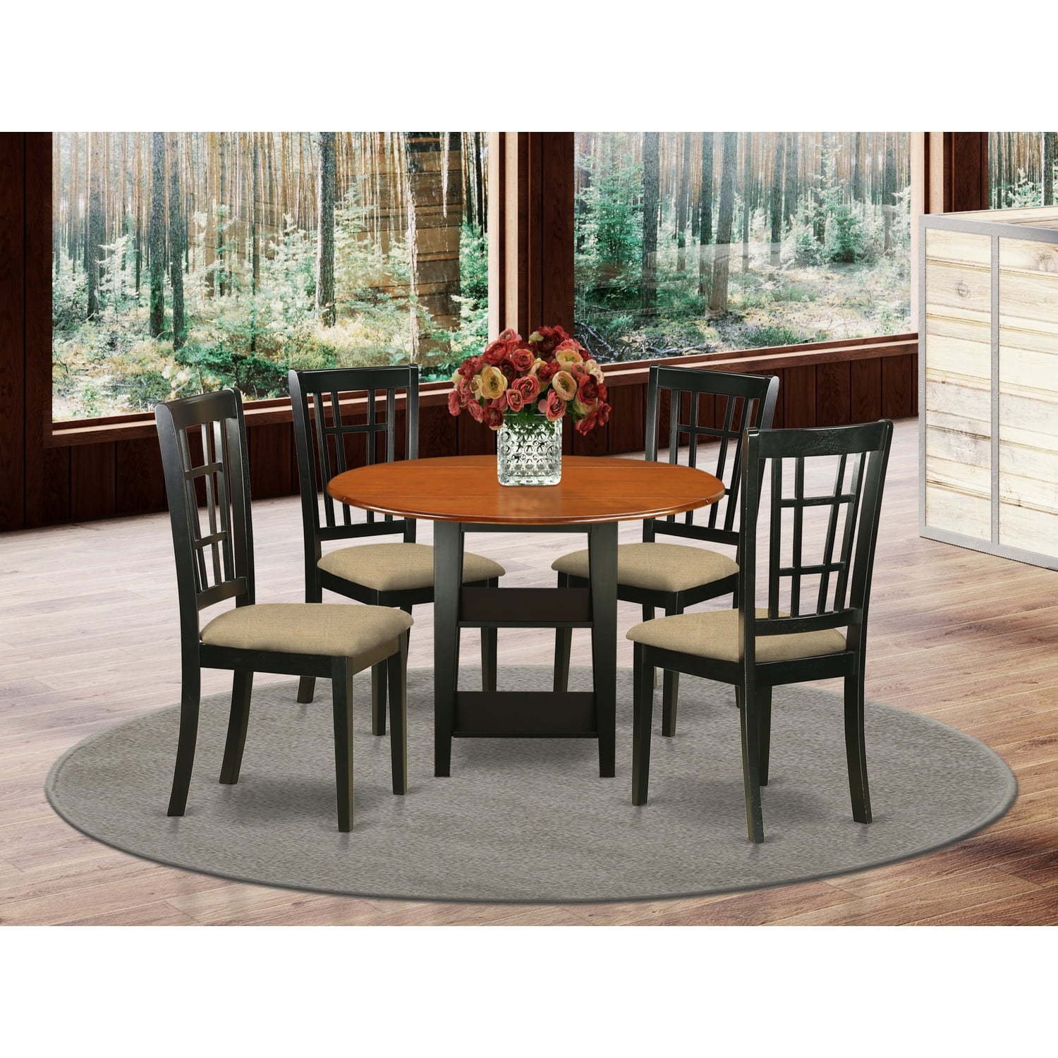 HomeStock Retro Revival 5 Piece Sudbury Set With One Round Dinette ...