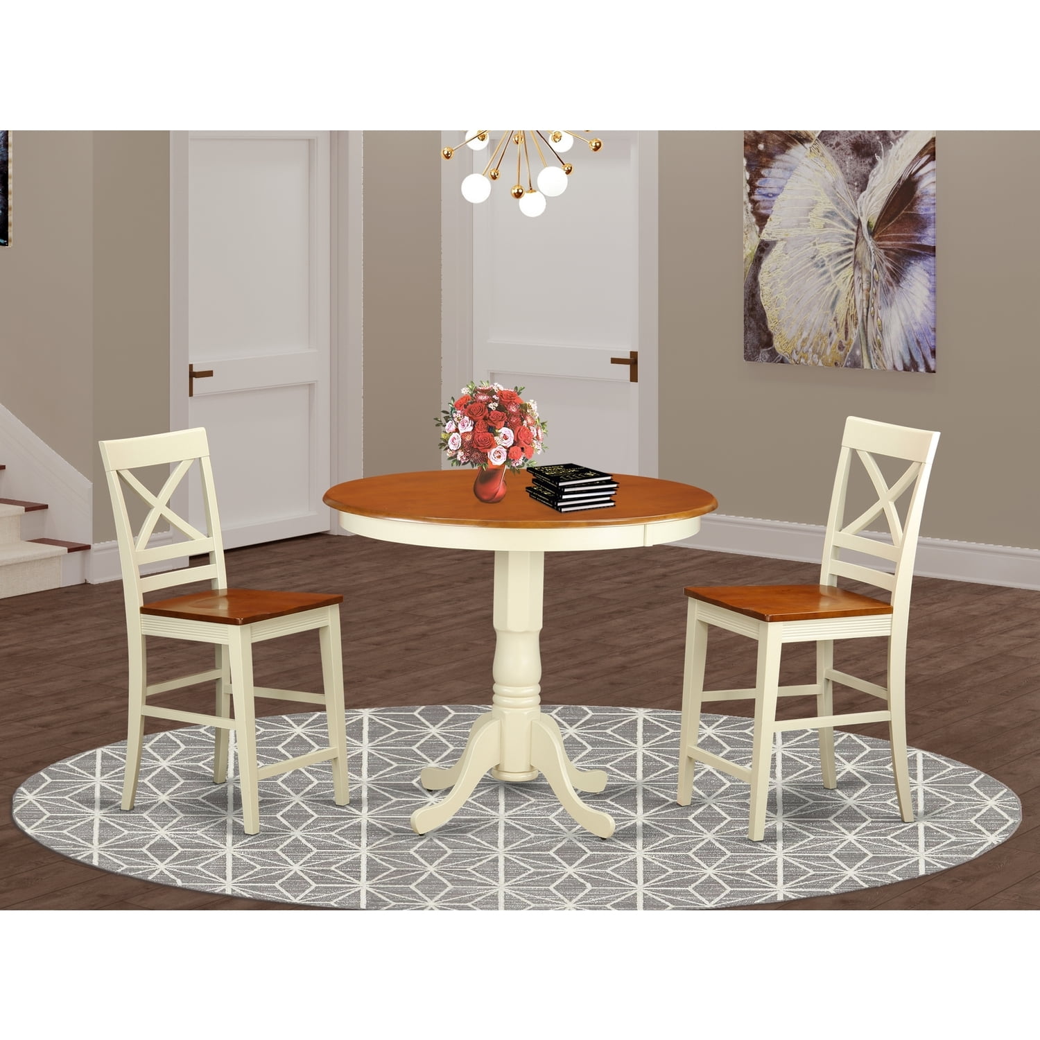 Counter Height Table Set - Kitchen Pub Table & Bar Stool - 5 Piece ...