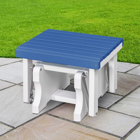 Gliding Ottoman - Modern HDPE Plastic Footrest - Blue & White - Walmart.com
