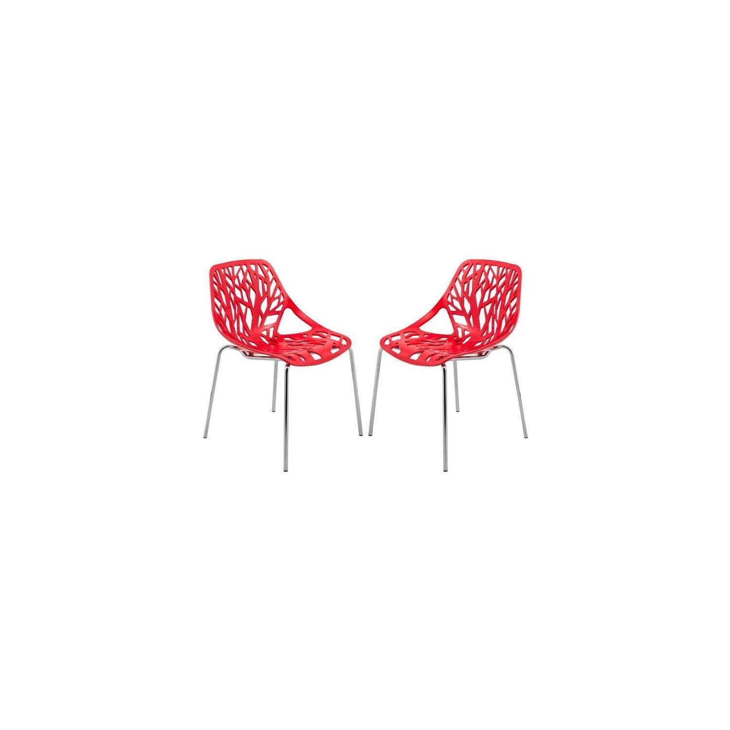 Retro Revival Modern Stackable Dining Chair with Chromed Legs - Set of ...