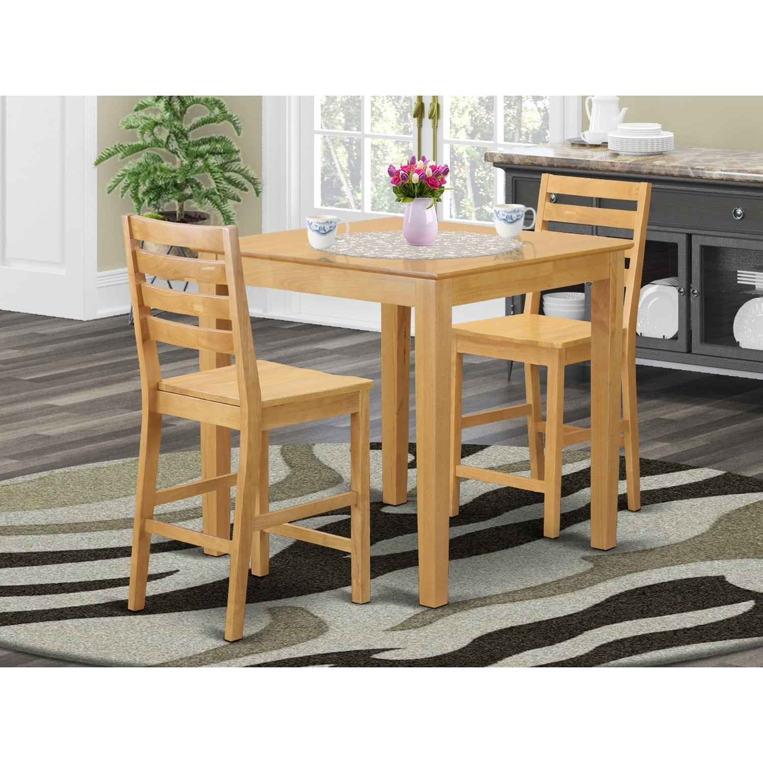 Counter Height Table Set - 3 Piece Retro Pub Style Dining Set - Kitchen ...