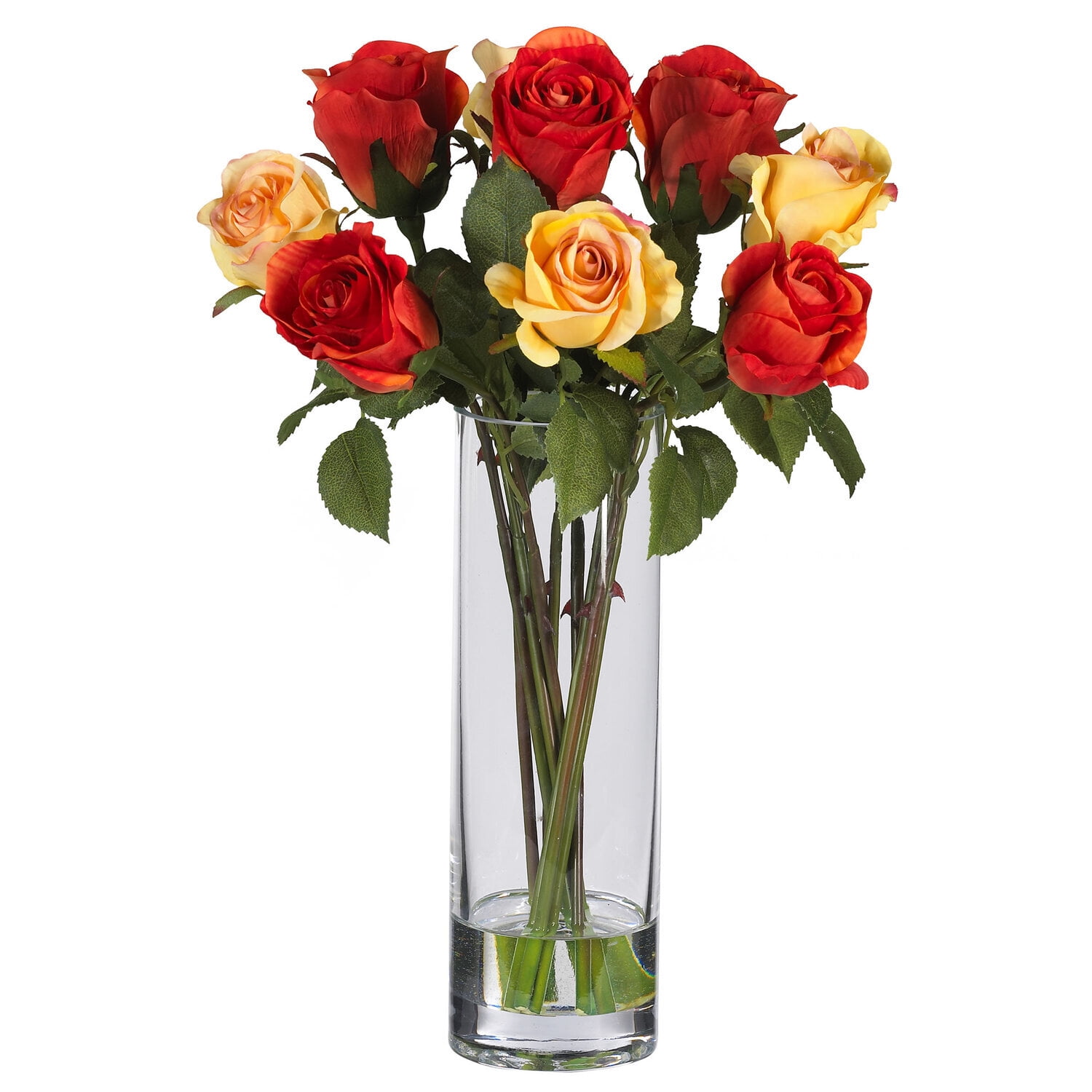 HomeStock Retro Revival Roses With Glass Vase Silk Flower Arrangement ...
