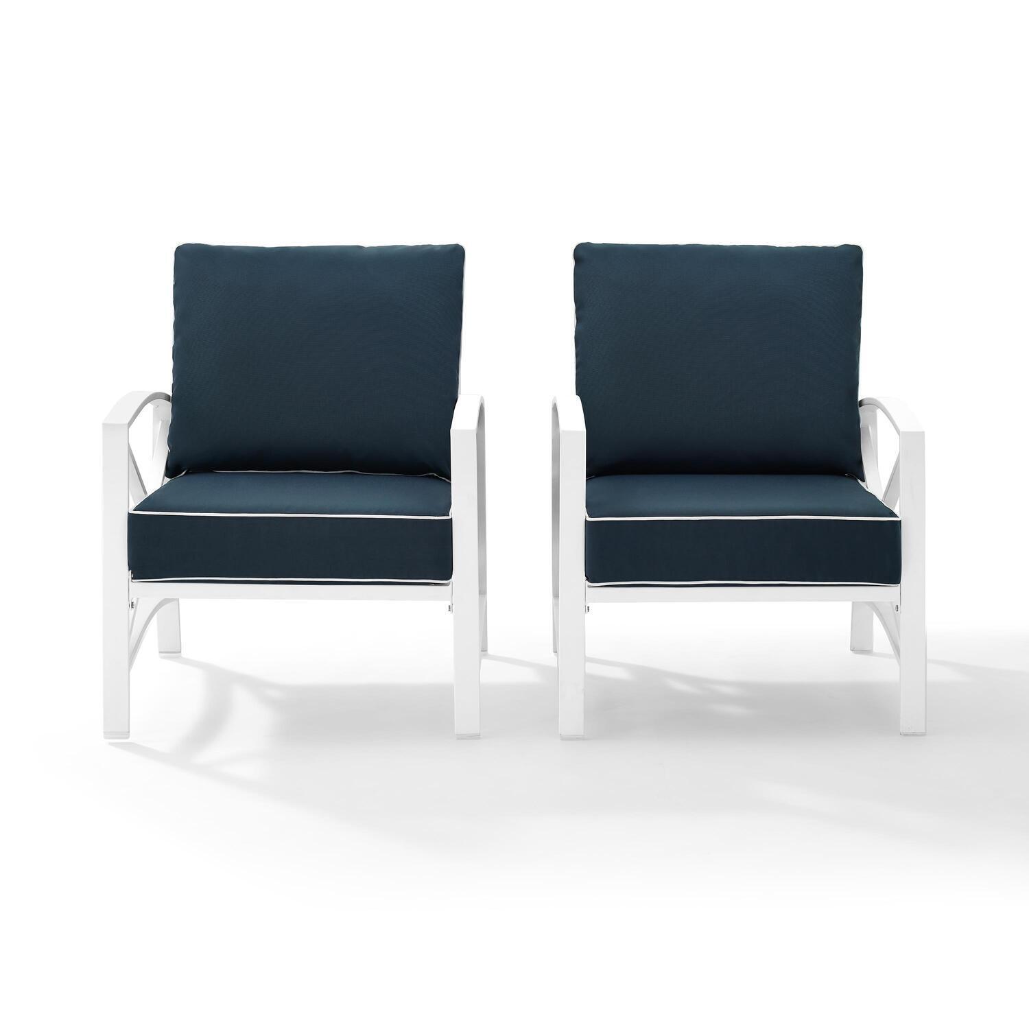 HomeStock Rococo Radiance 2Pc Outdoor Metal Armchair Set Navy/White - 2 ...