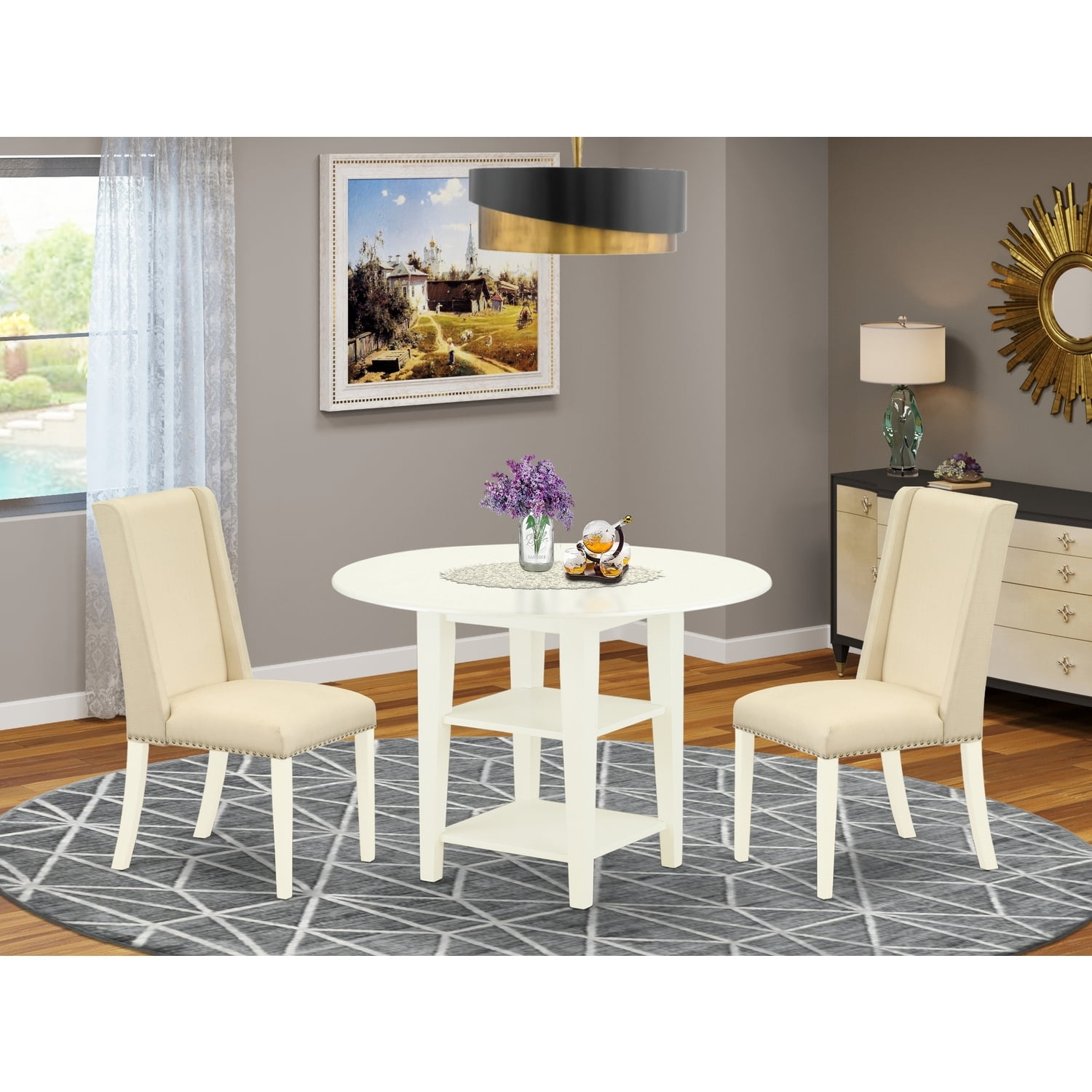 HomeStock Rococo Radiance 3-Pc Dinette Table Set Included A Round ...