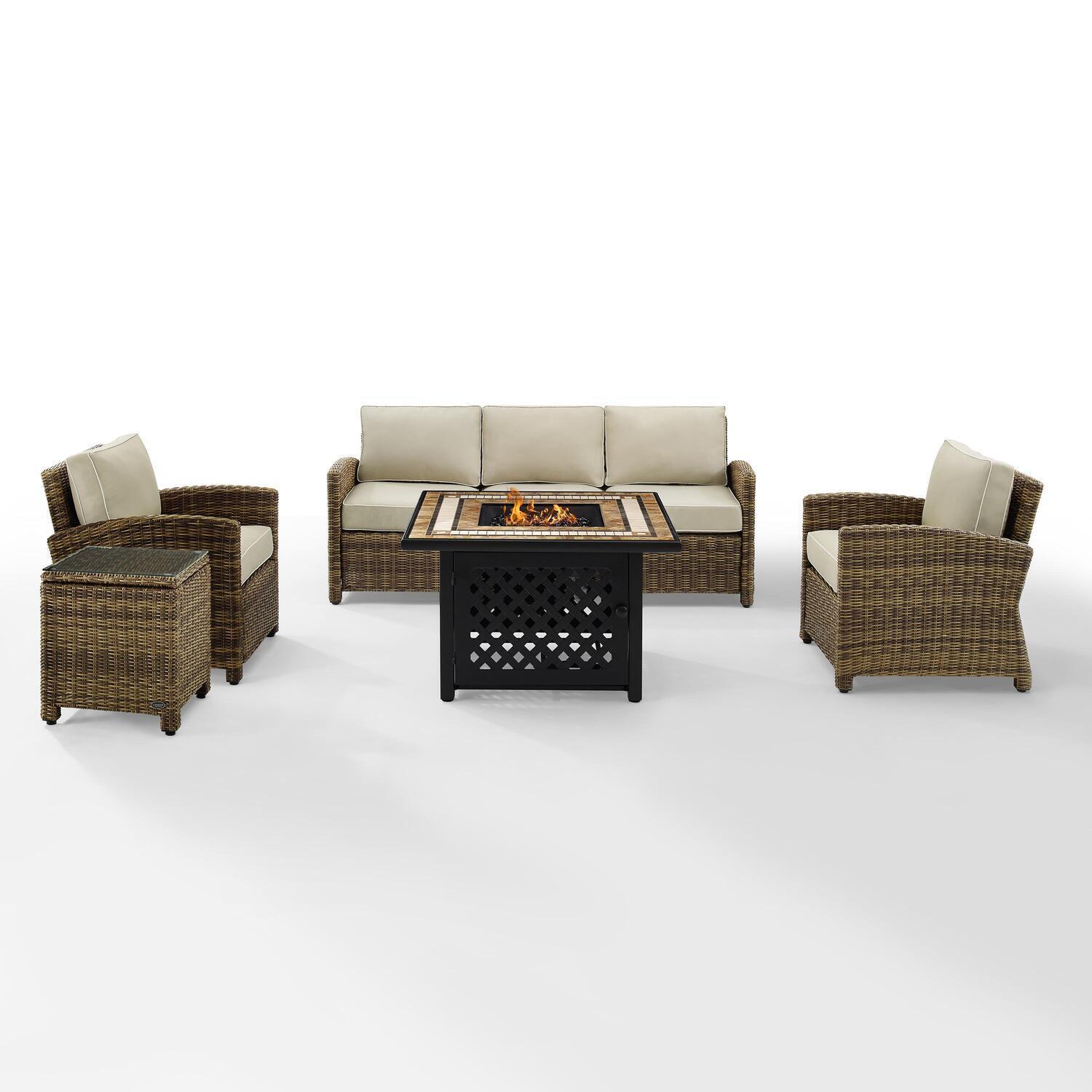 HomeStock Rococo Radiance 5 Piece Outdoor Wicker Sofa Set Sand ...