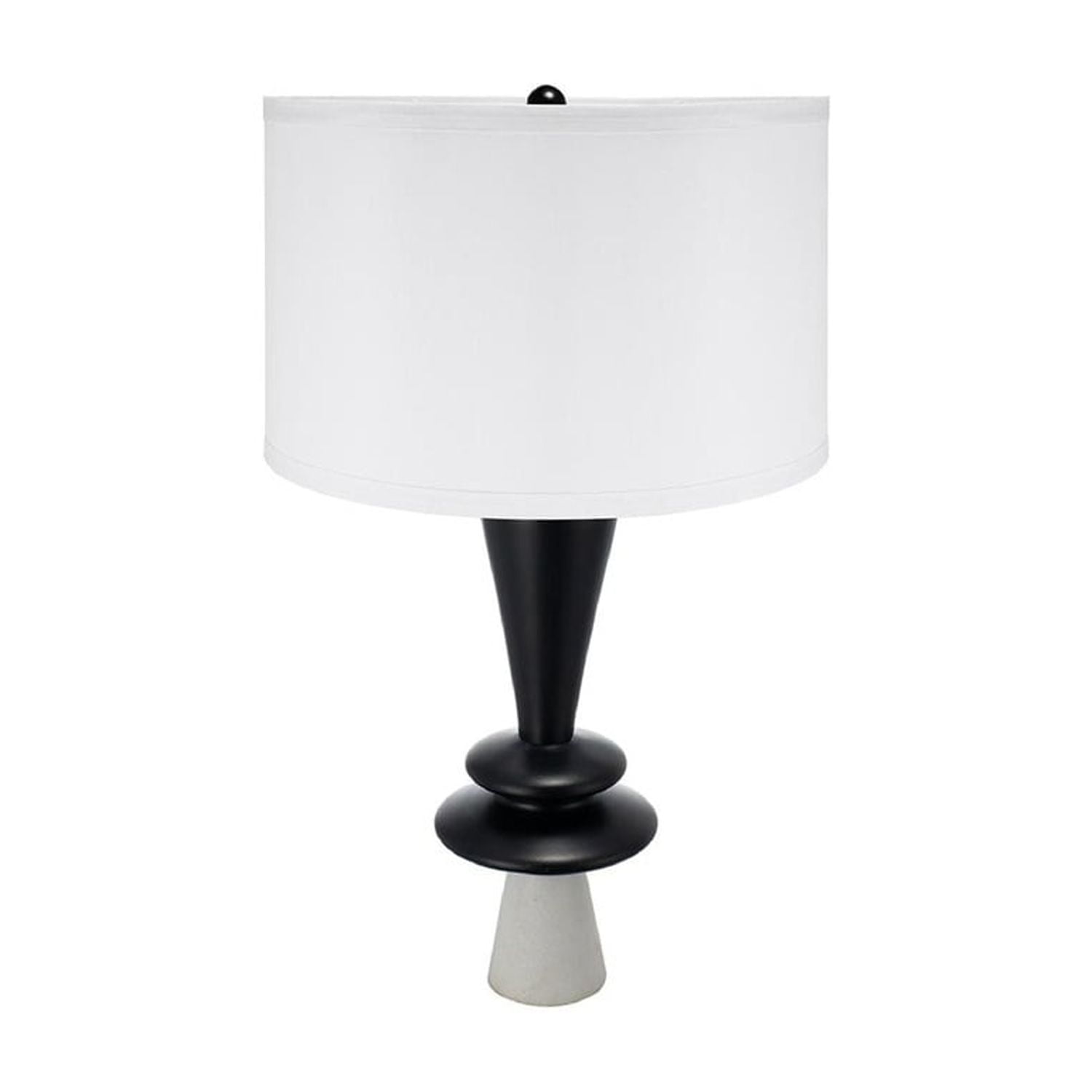Table Lamp - Artistic Disc Design, Black & White Finish, 15" Diameter x ...