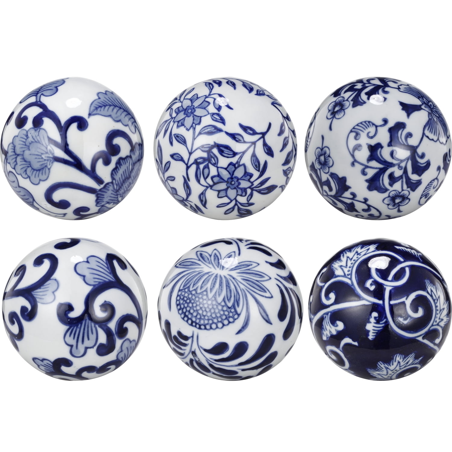 HomeStock Rococo Radiance Flashy Ceramic Decorative Orbs, Blue And ...