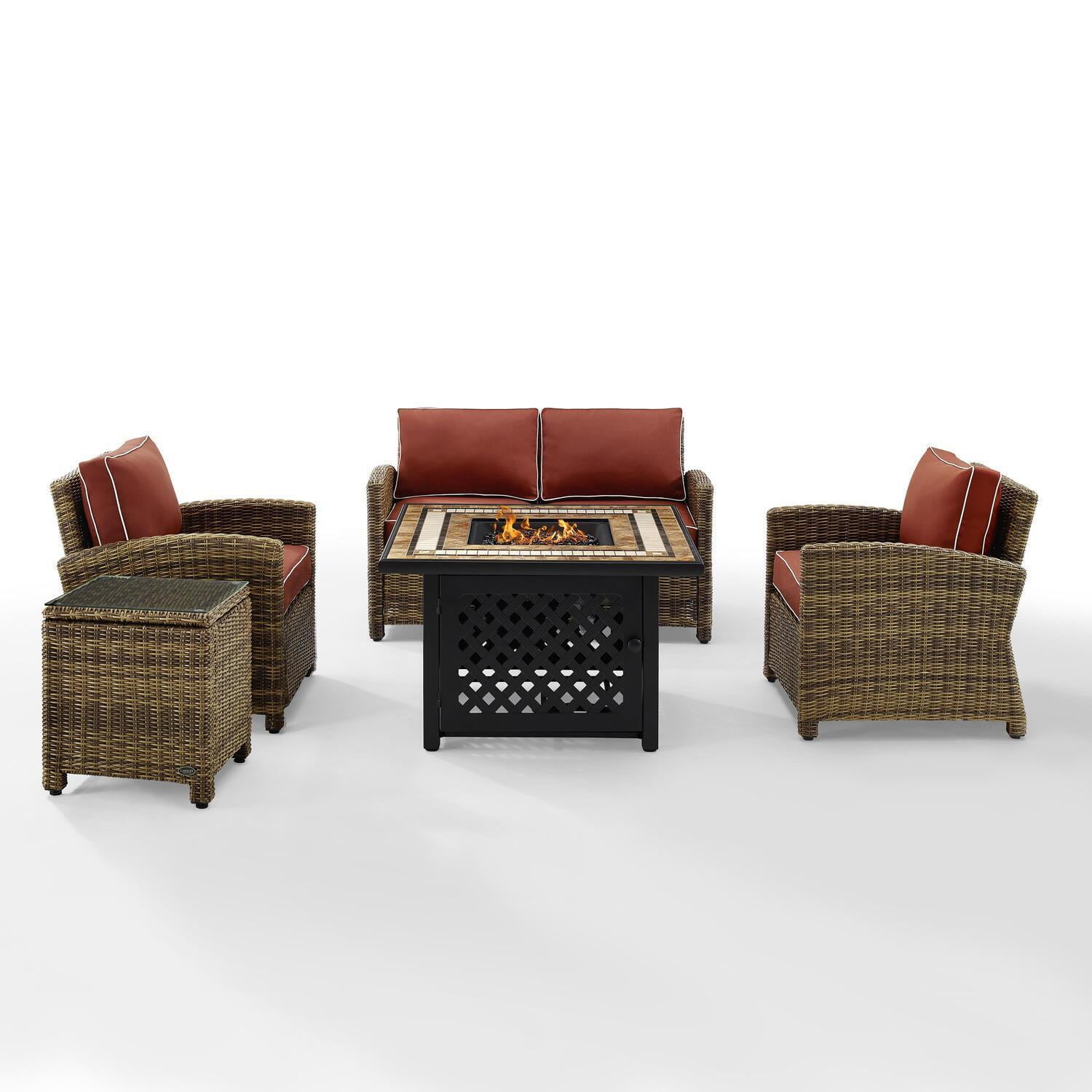 HomeStock Rococo Romance 5 Piece Outdoor Wicker Conversation Set ...