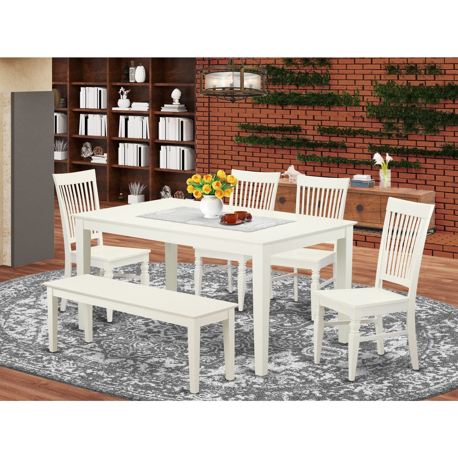 Rococo Dining Set - 6 Person Table & Chairs - Linen White Finish ...