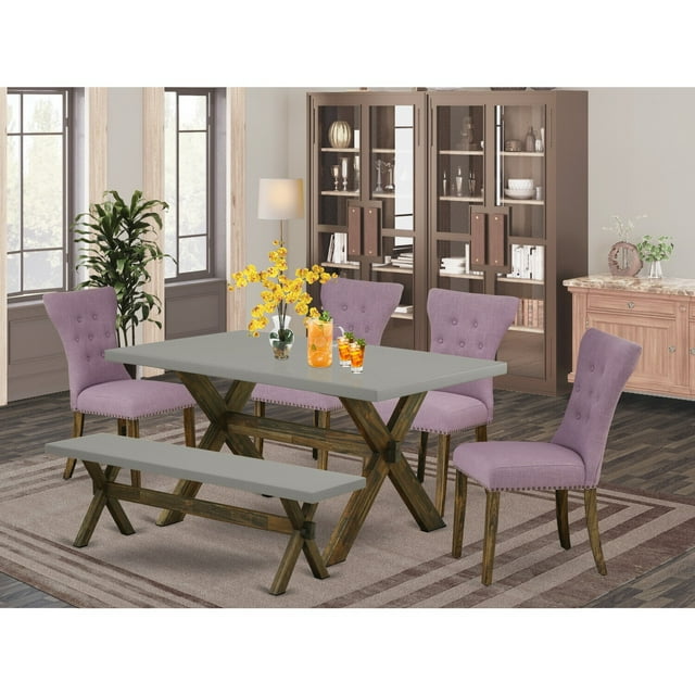 HomeStock Rococo Romance 6-Pc Modern Dining Table Set-Dahlia Linen ...