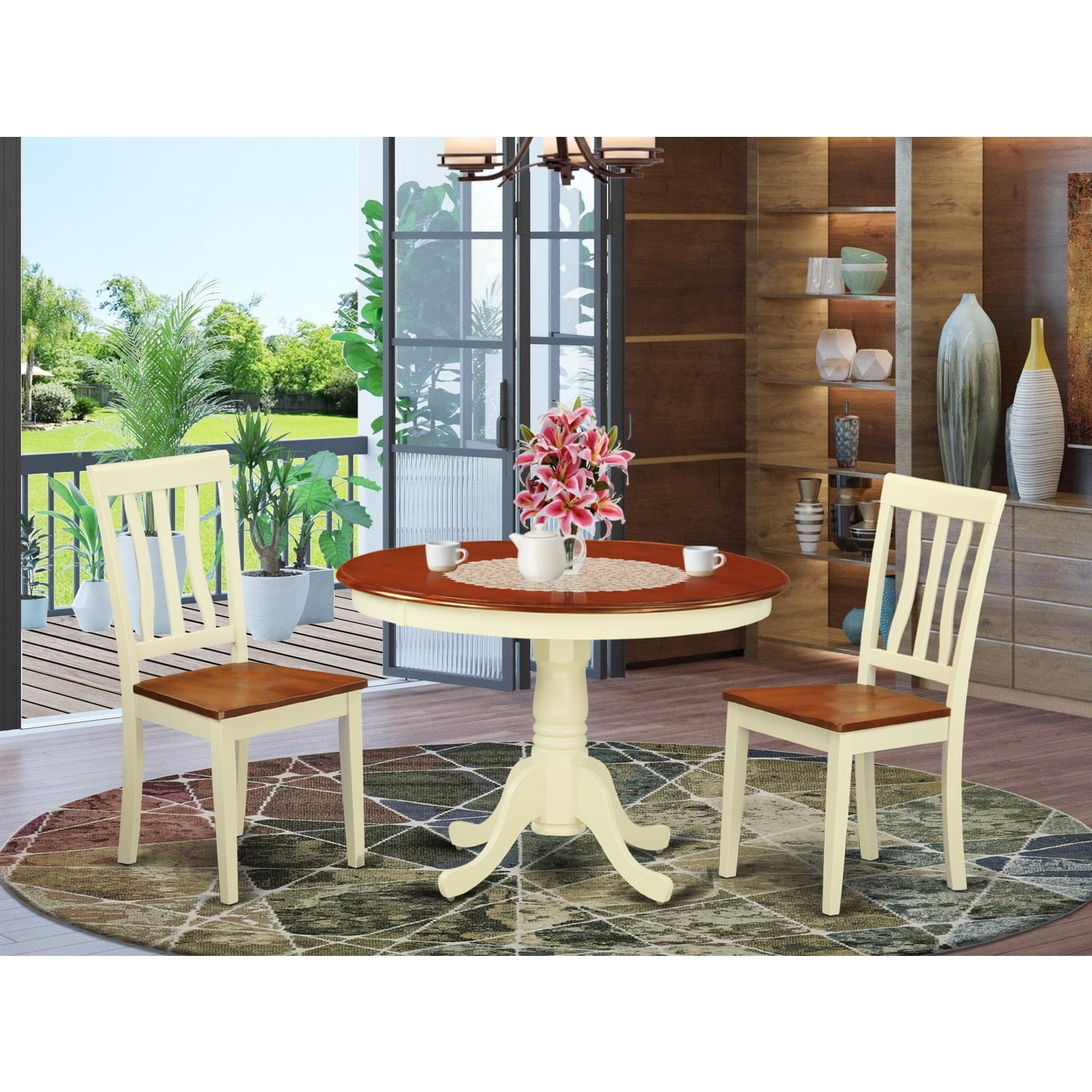 Round Kitchen Dinette Set - 42 Inch Table & 4 Chairs - Dining Room ...
