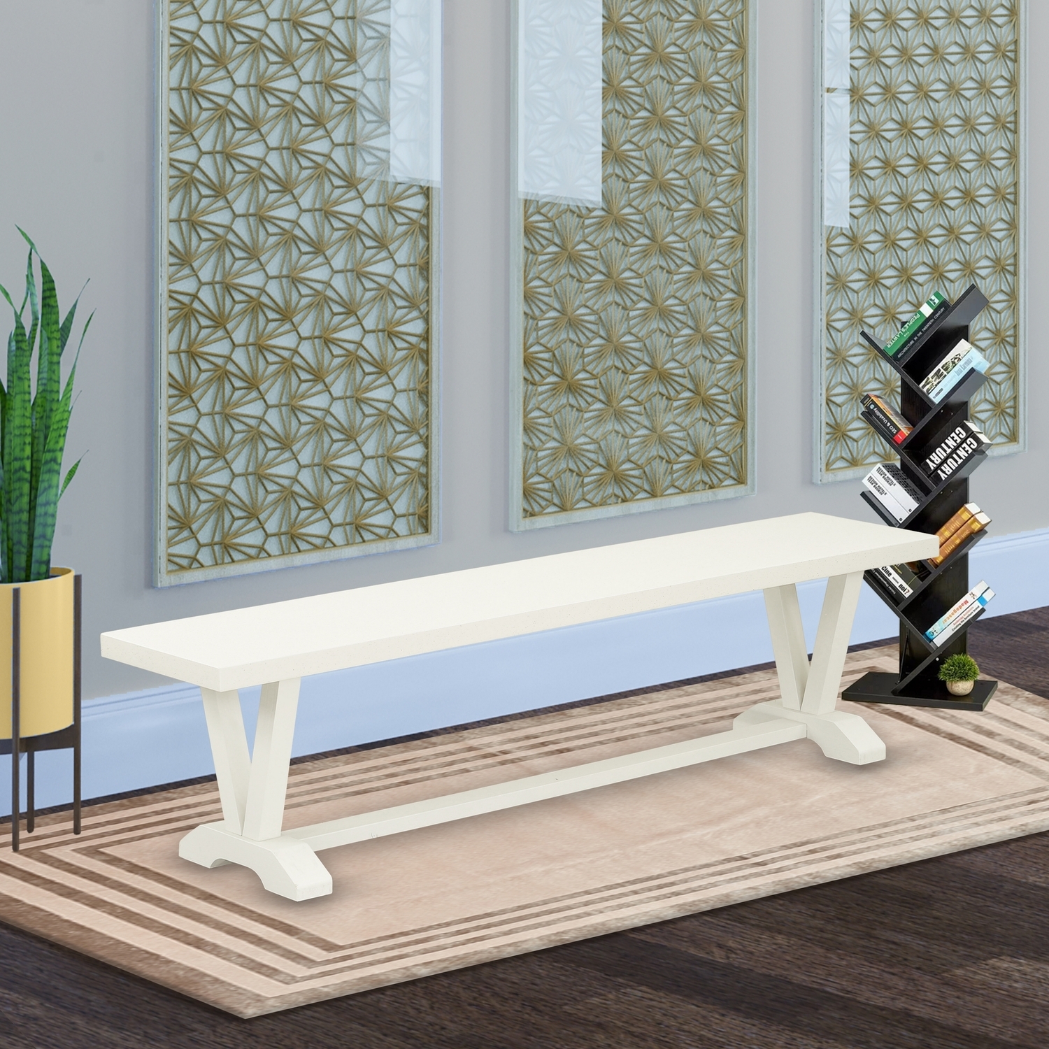 Dining Bench 72" - Linen White Rectangular Bench for Kitchen & Dining ...