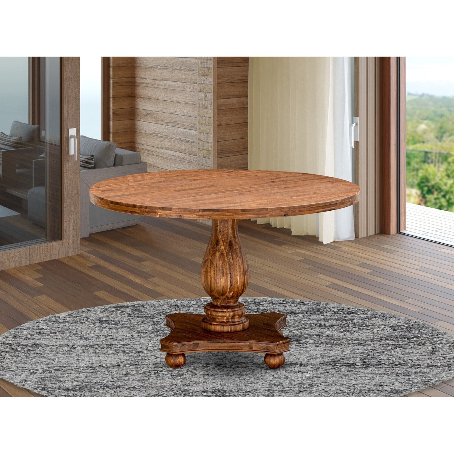 HomeStock Rustic Refinement Round Dining Table With Pedestal ...