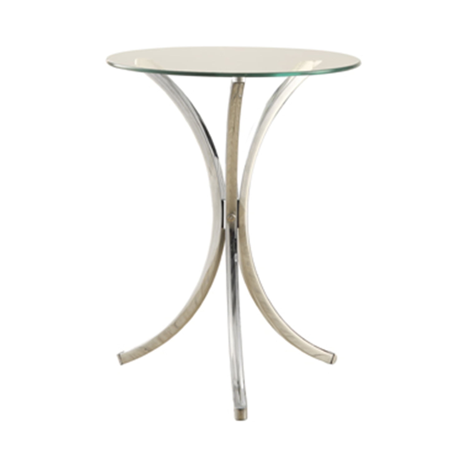 Round Snack Table - Chrome Base Glass Top - Modern Accent Table ...
