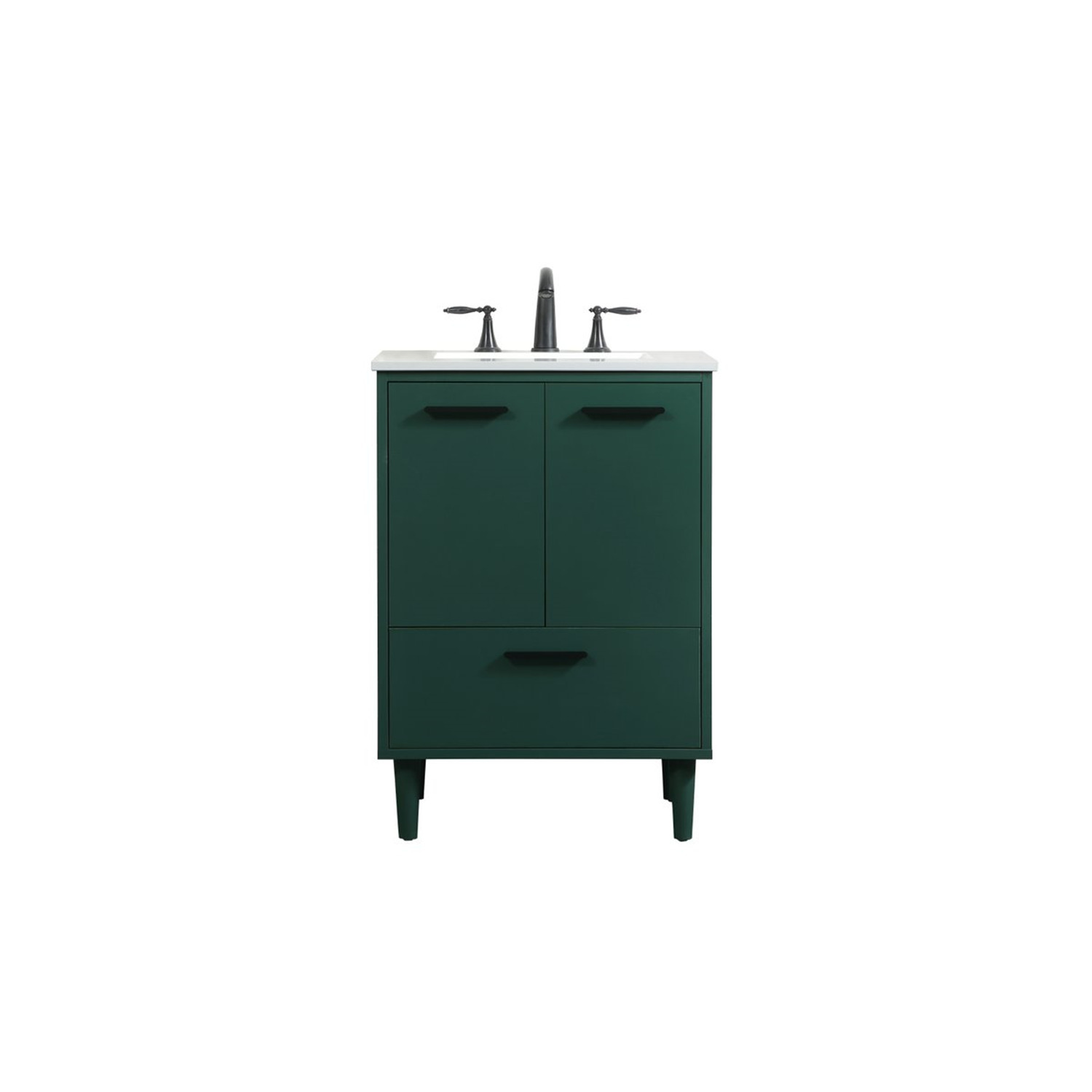 HomeStock Rustic Ranch 24-Inch Bathroom Vanity in Green - Durable Solid ...