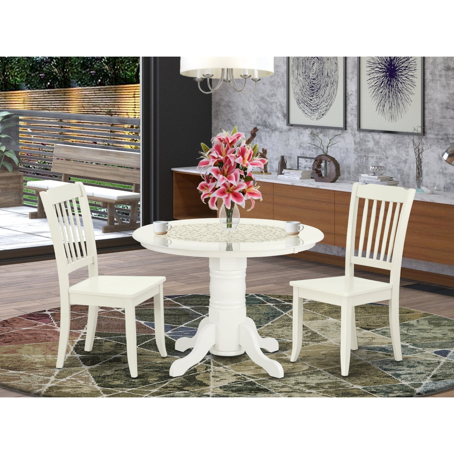 Round Dining Table Set 42 InchRustic Farmhouse Table with 2 ...