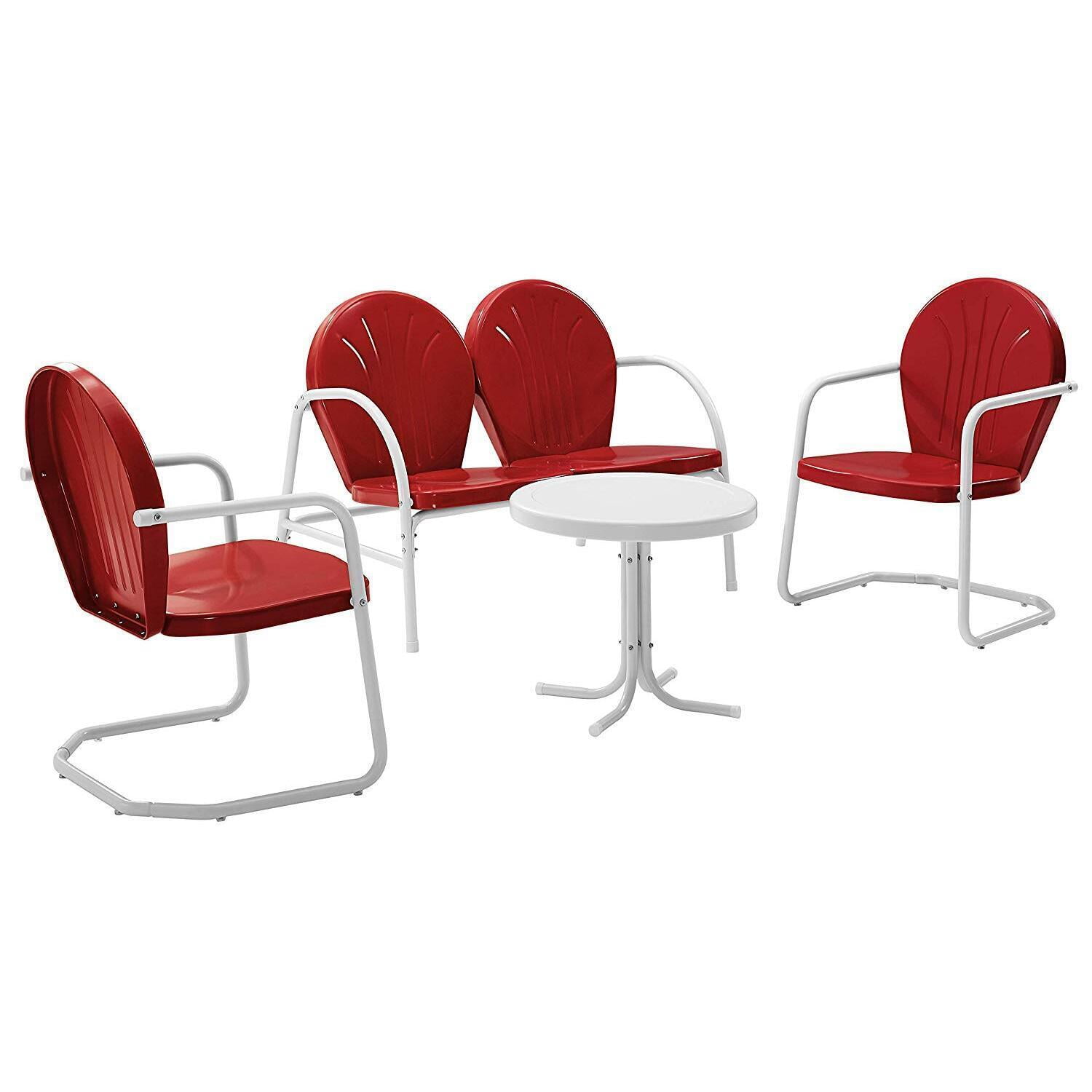 HomeStock Rustic Ranch 4Pc Outdoor Metal Conversation Set White Gloss ...
