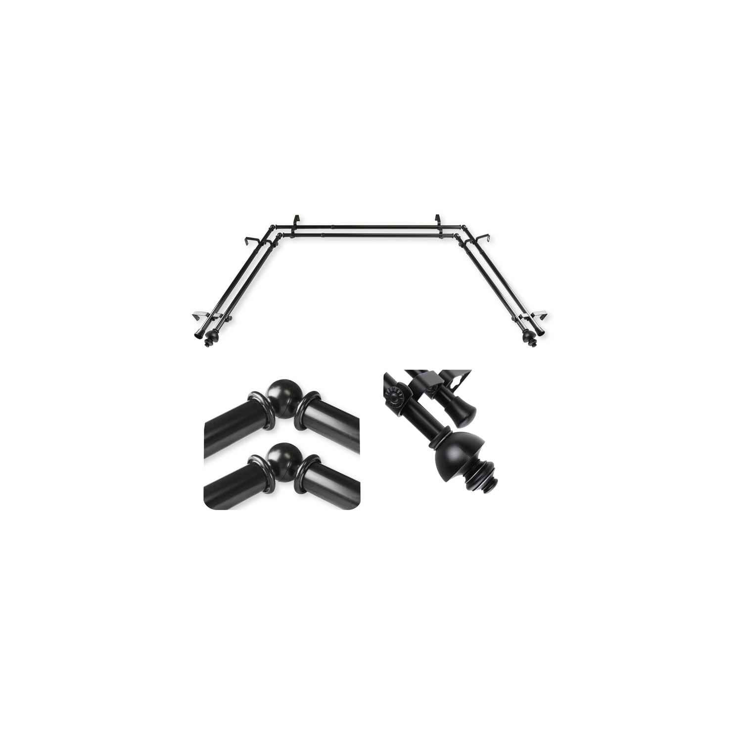 Rustic Curtain Rods & Hardware - Adjustable Lengths 20-72 Inch - Black ...